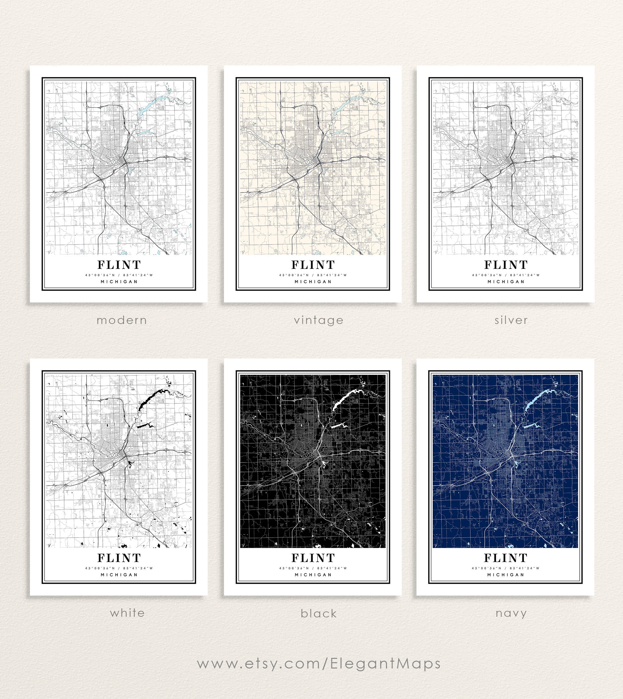Flint Michigan Map Flint MI Map Flint City Map Flint Print - Etsy