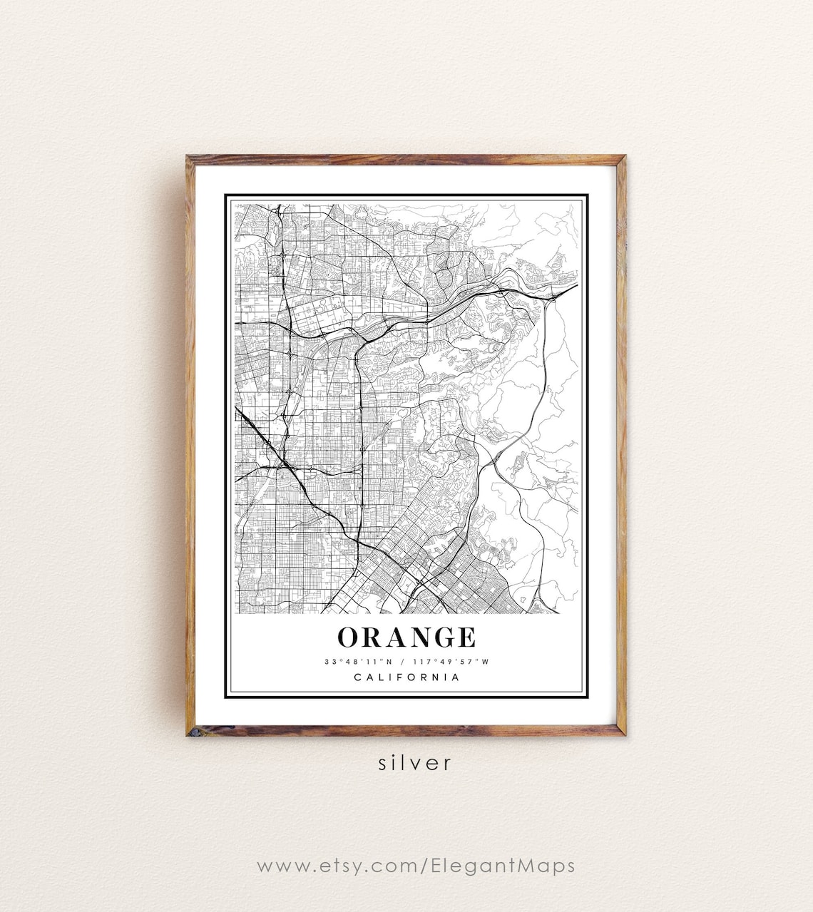 Orange California Map Orange CA Map Orange City Map Orange - Etsy