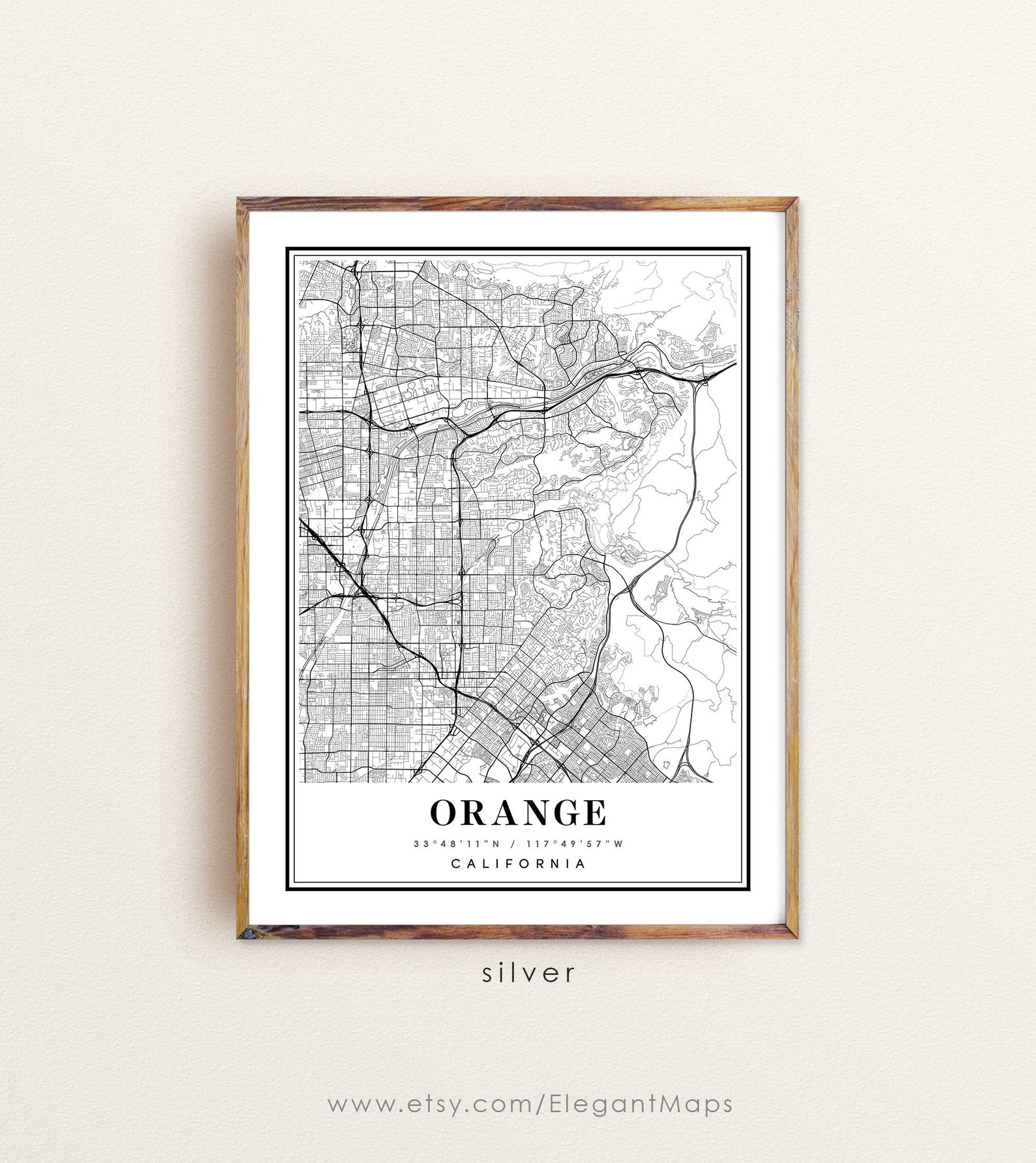 Orange California Map Orange CA Map Orange City Map Orange - Etsy