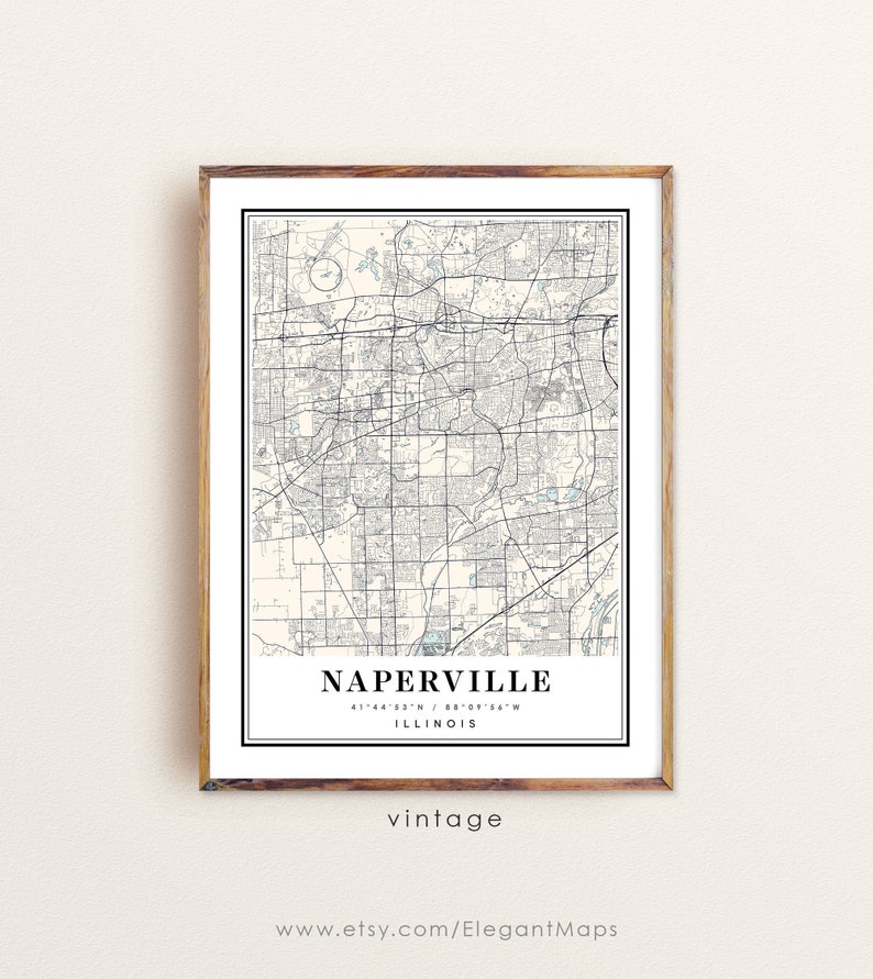Naperville Illinois Map Naperville IL Map Naperville City - Etsy