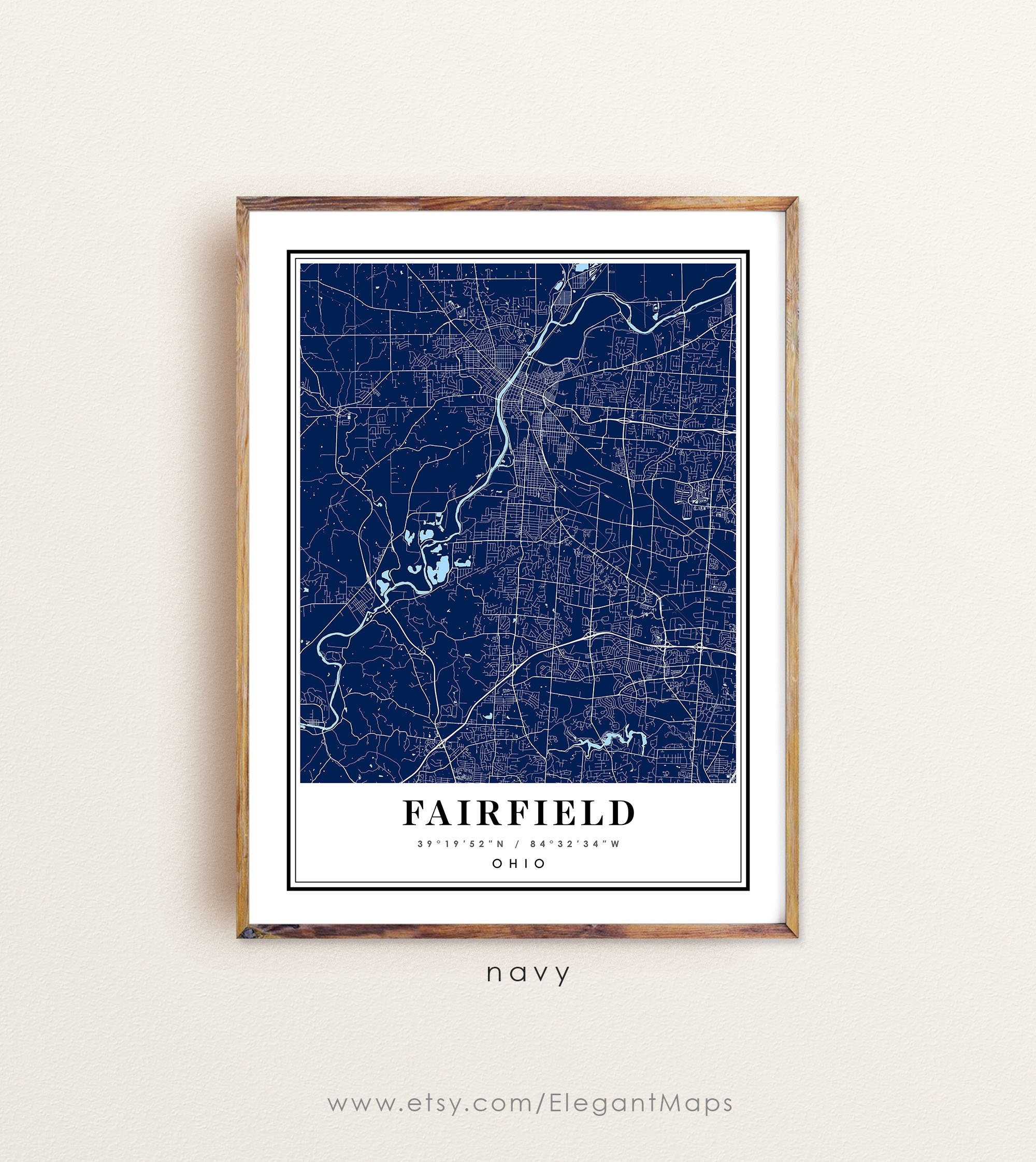 Mapa de Fairfield Ohio mapa de Fairfield OH mapa de la - Etsy México