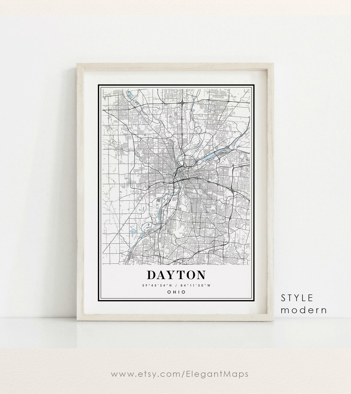 Dayton Ohio Map Dayton OH Map Dayton City Map Dayton Print - Etsy