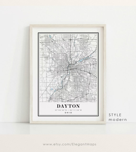 Dayton Ohio Map Dayton OH Map Dayton City Map Dayton Print - Etsy