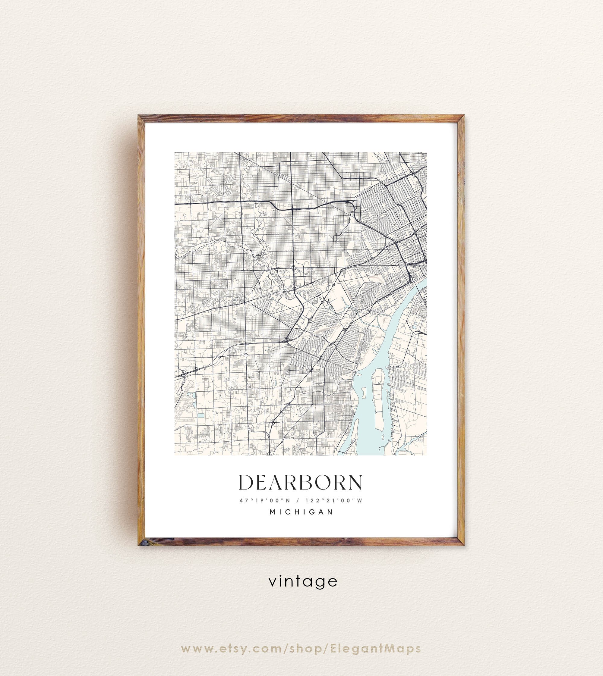 Dearborn Michigan Map Dearborn MI Map Dearborn City Print - Etsy