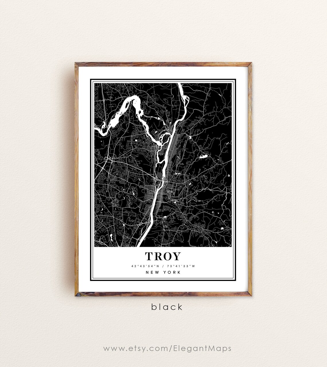 Troy New York Map Troy NY Map Troy City Map Troy Print | Etsy