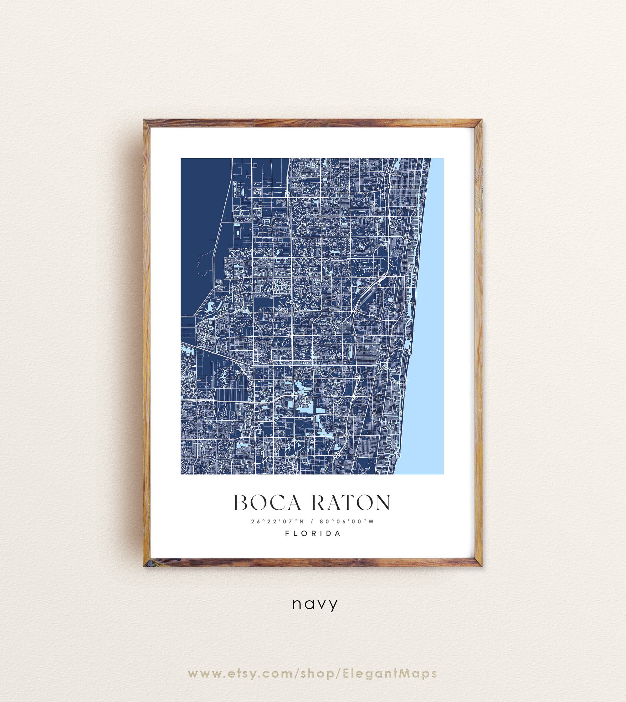 Boca Raton Florida Map Boca Raton FL Map Boca Raton City | Etsy