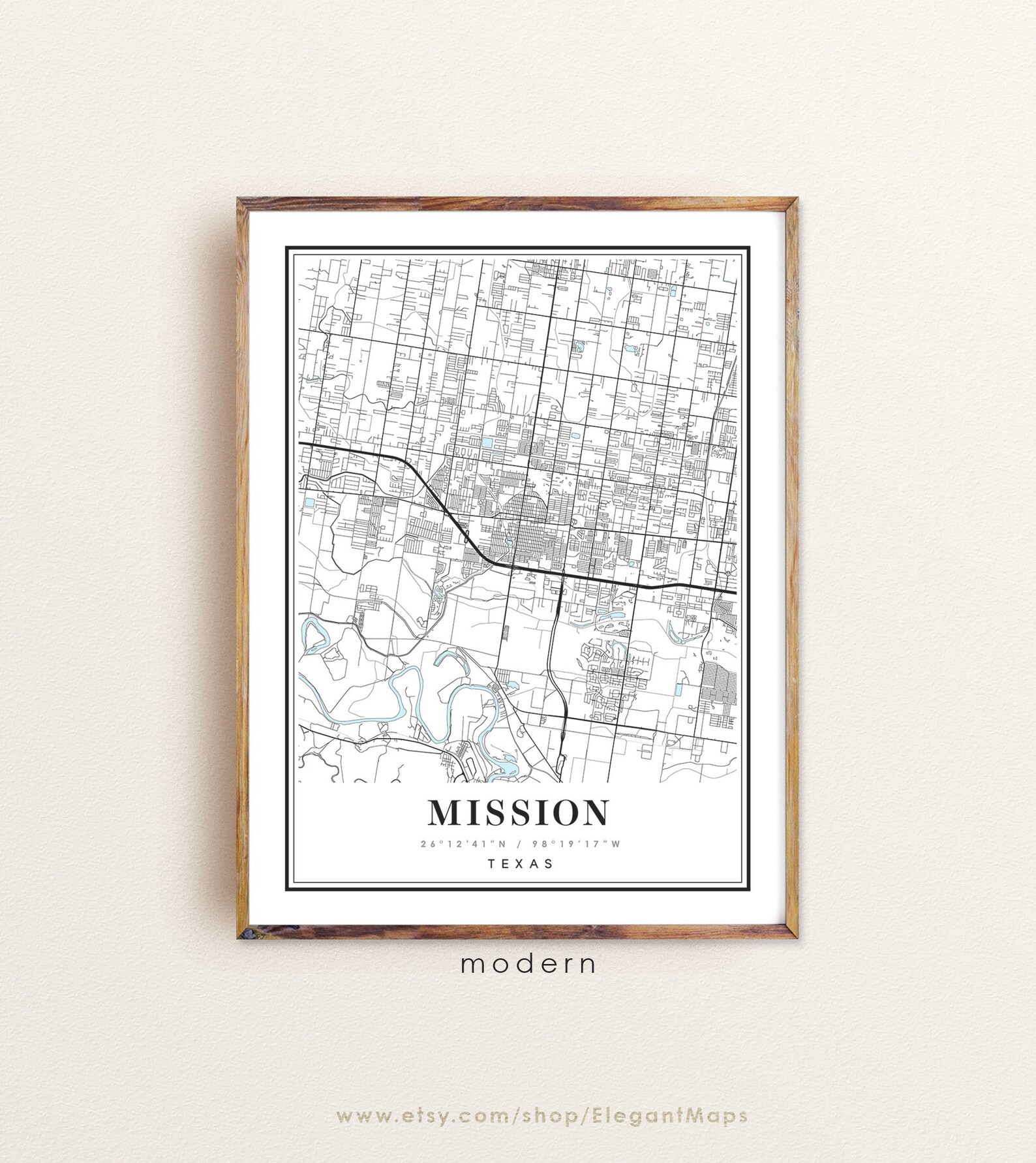 Mission Texas map Mission TX map Mission city map Mission | Etsy