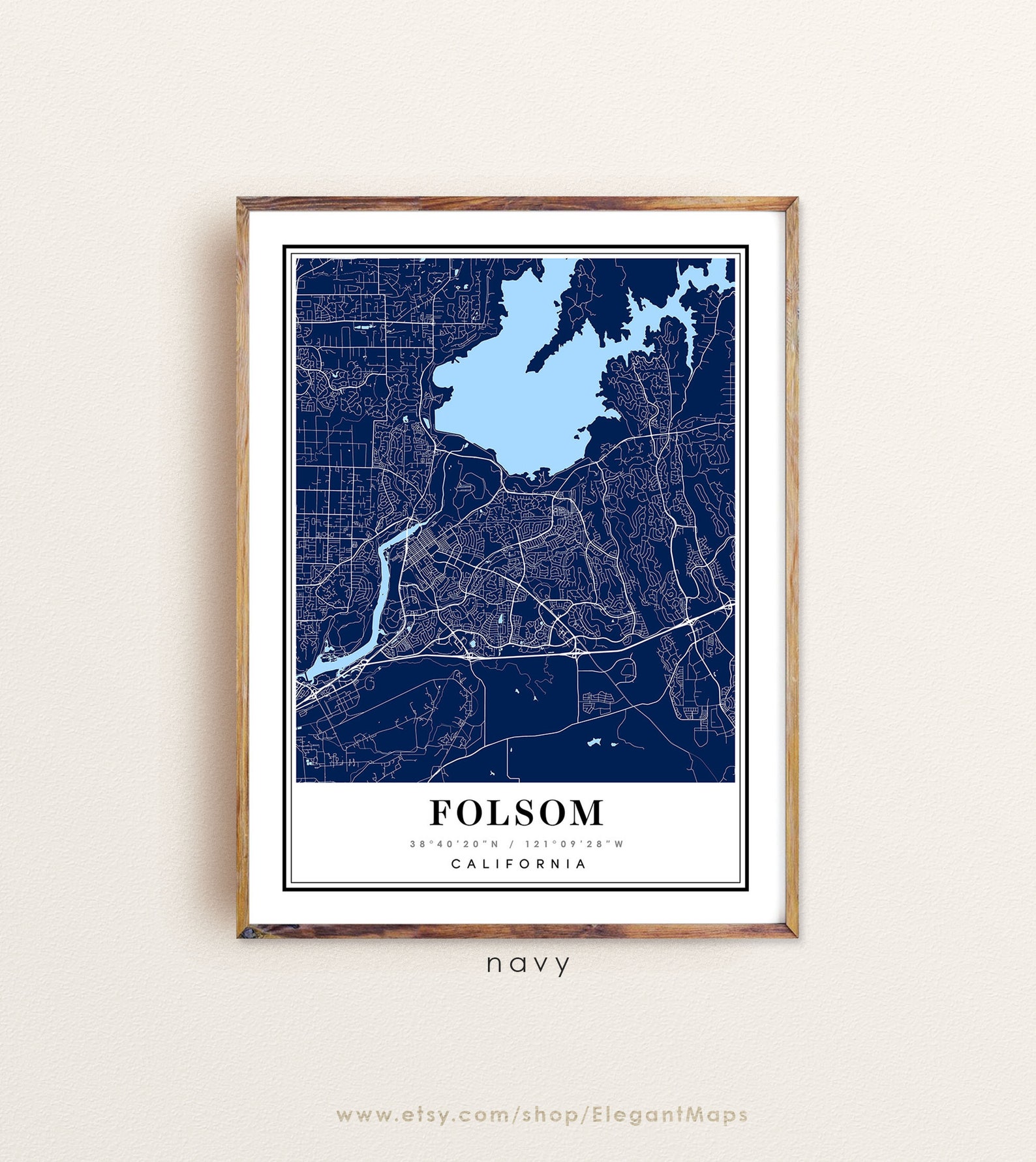 Folsom California map Folsom CA map Folsom city map Folsom | Etsy