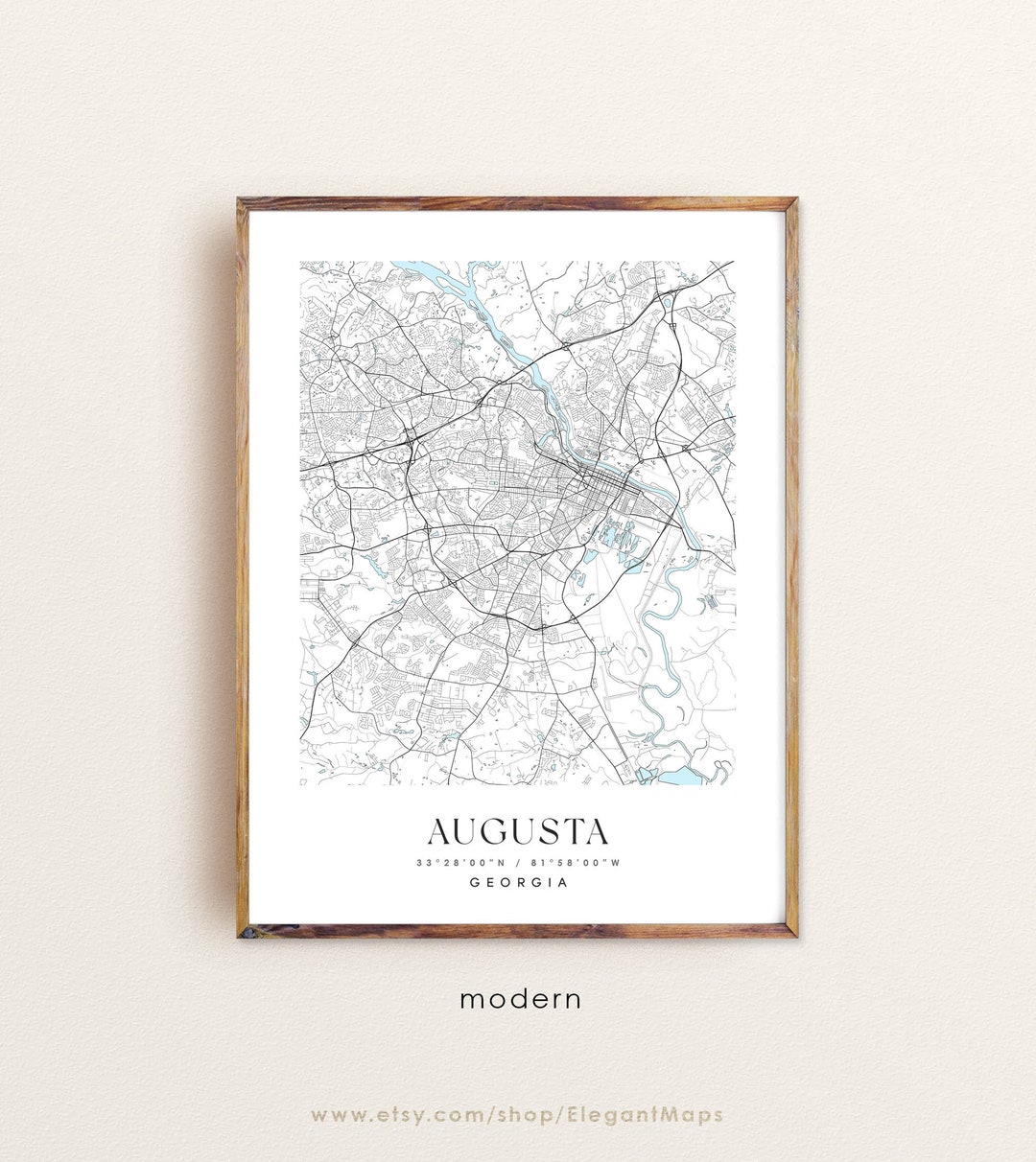 Augusta Georgia Map, Augusta GA Map, Augusta City Print, Augusta Poster ...