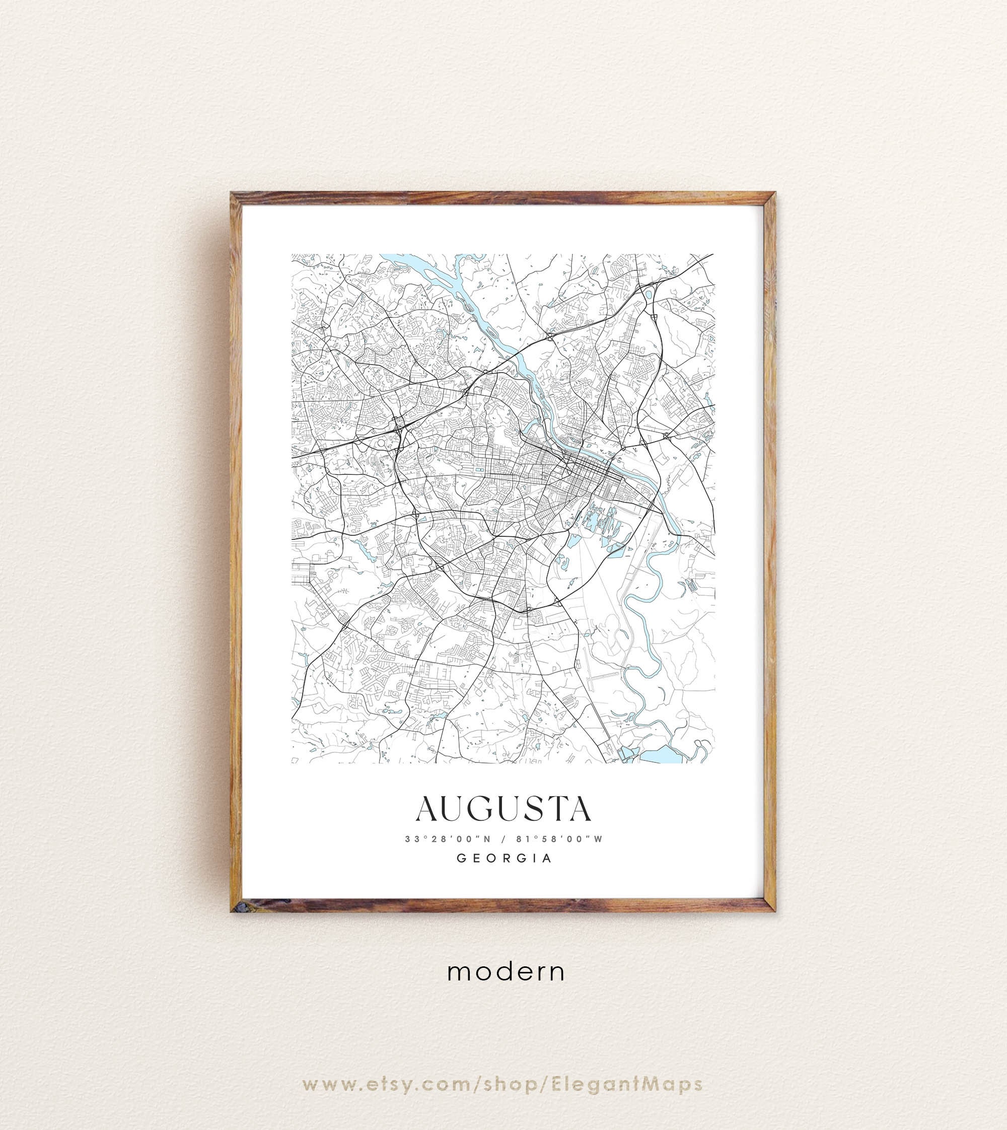 Augusta Georgia map Augusta GA map Augusta city print | Etsy