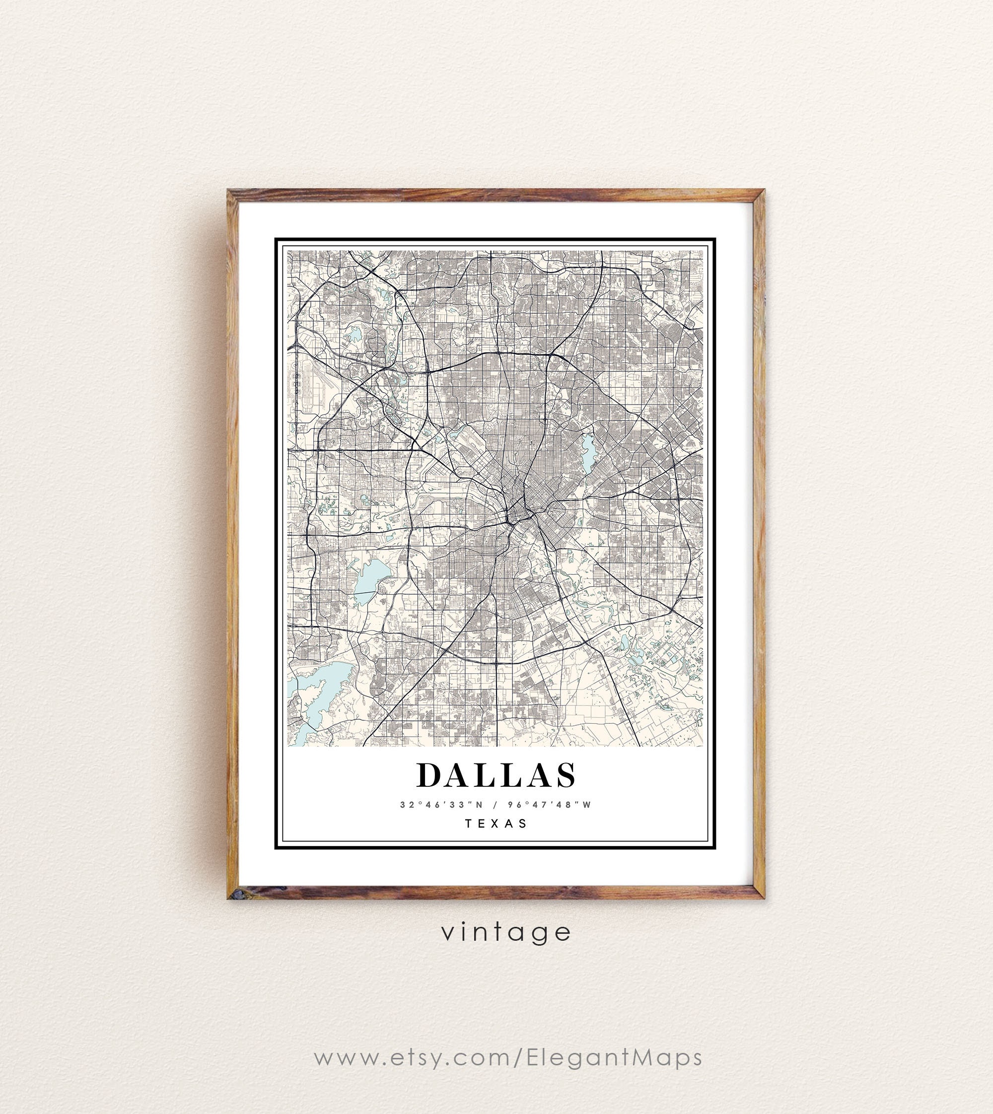 Mapa de Dallas Texas mapa de Dallas TX mapa de la ciudad de - Etsy México