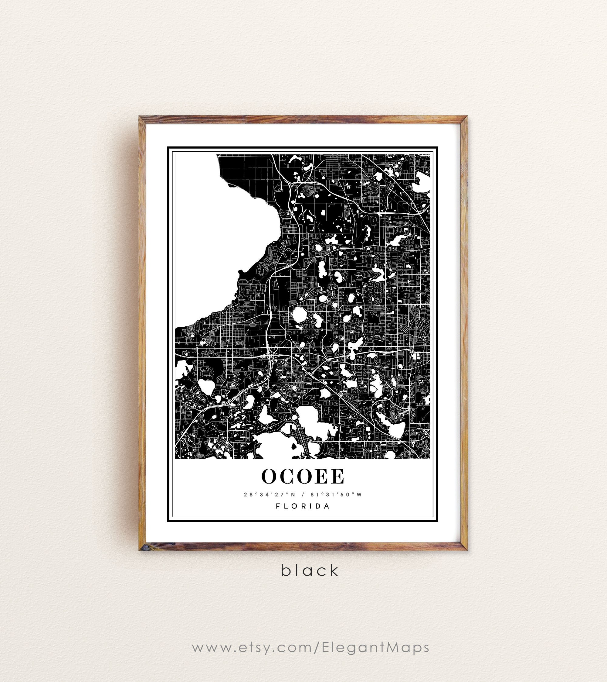 Ocoee Florida Map Ocoee FL Map Ocoee City Map Ocoee Print - Etsy