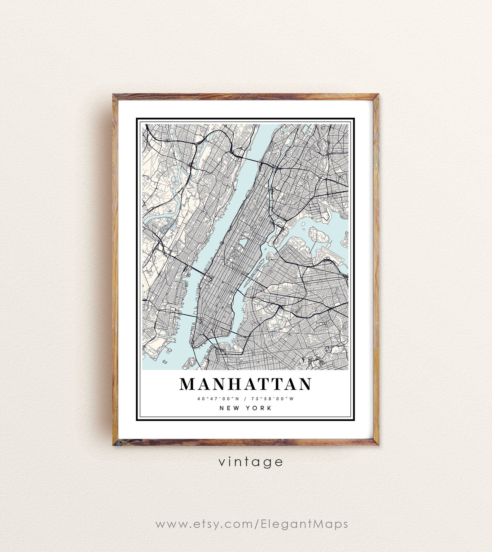 Manhattan New York Map Manhattan NY Map Manhattan City Map - Etsy