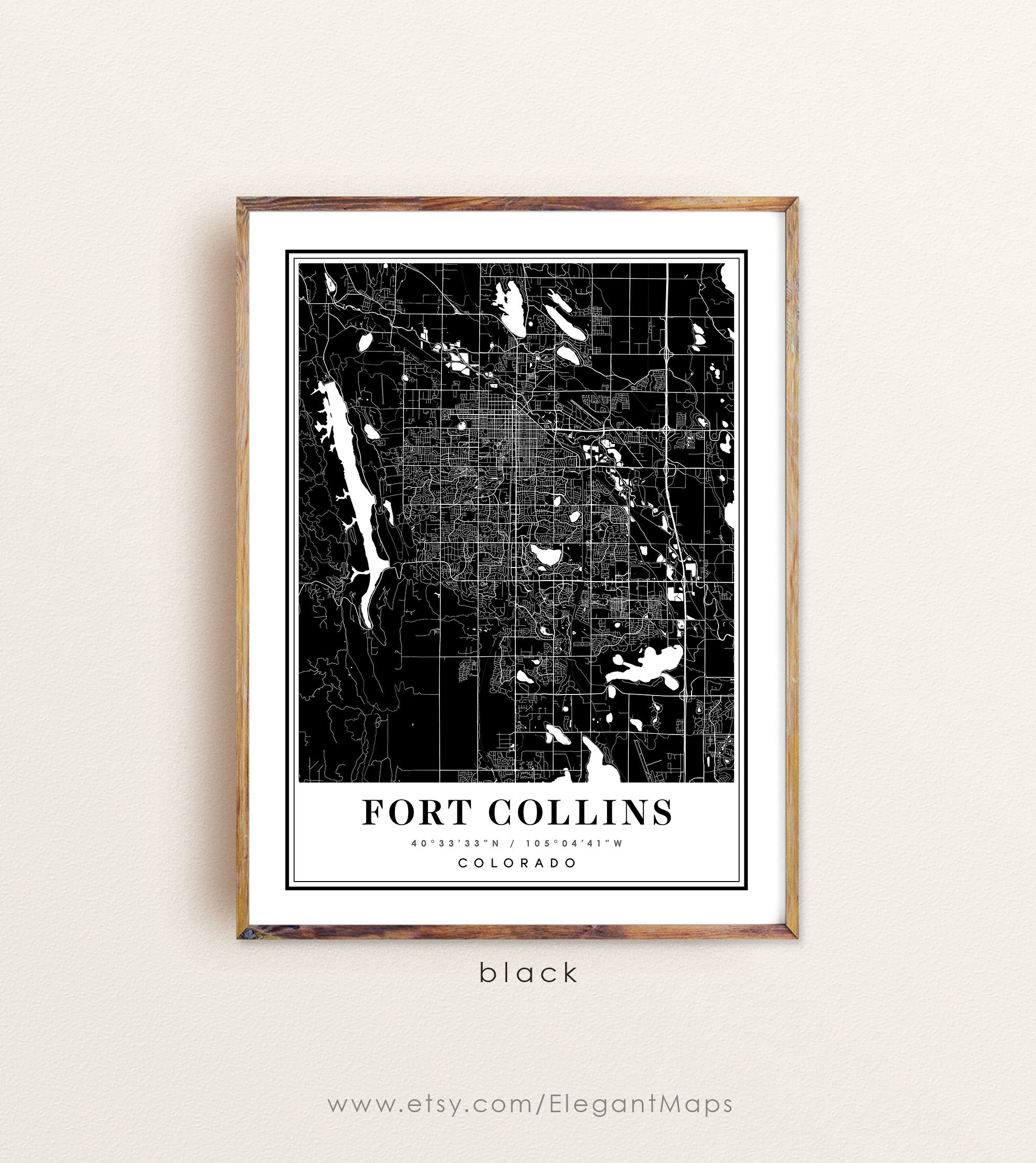 Fort Collins Colorado Map Fort Collins CO Map Fort Collins | Etsy