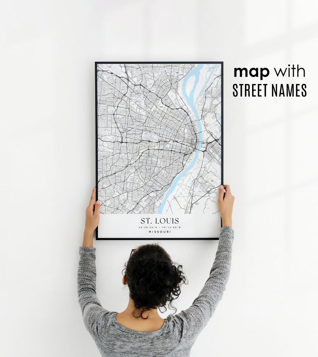 St. Louis MO Map With Street Name Labels A Stylish and - Etsy