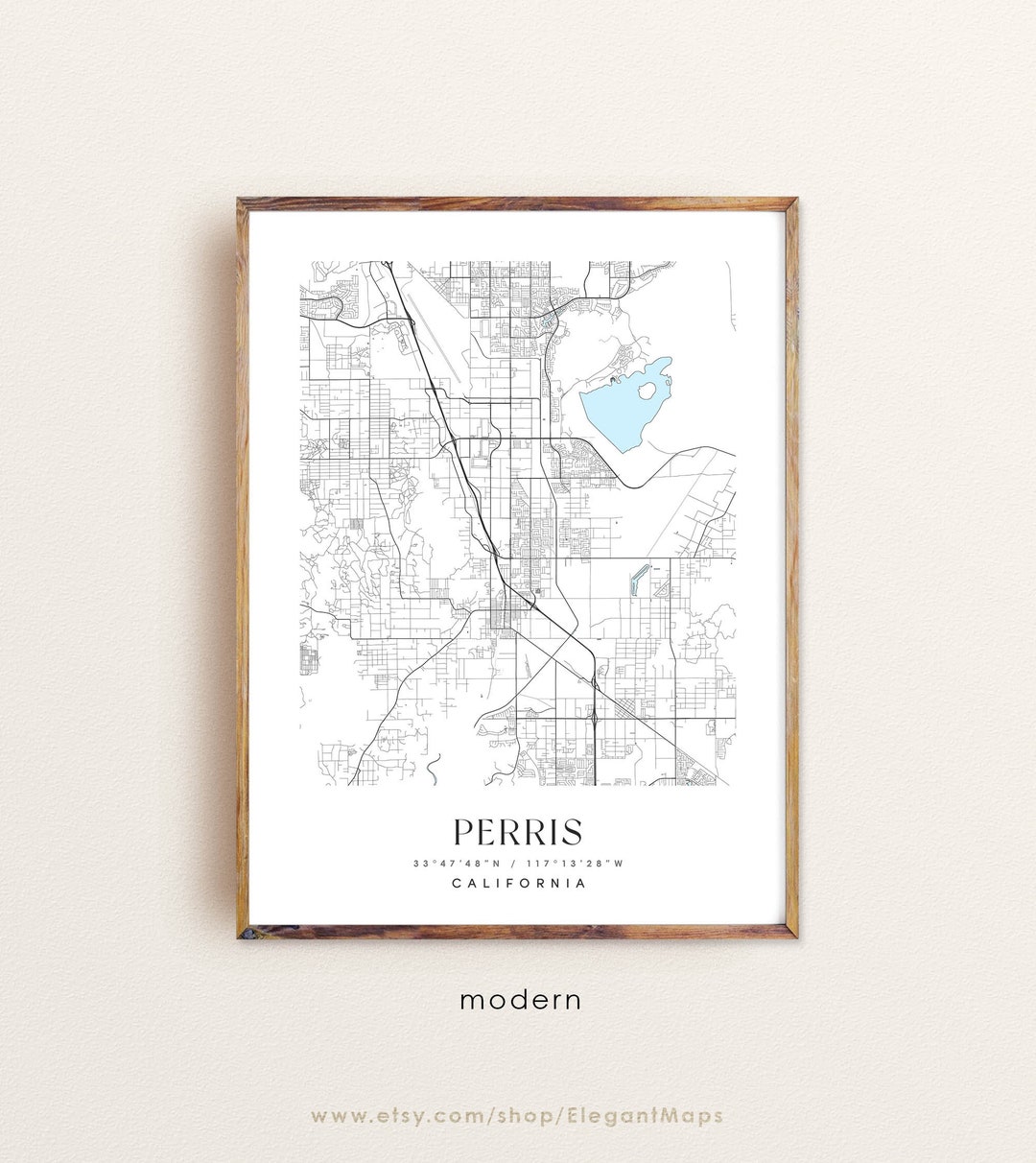 Mapa de Perris, California, mapa de Perris, CA, impresión de la ciudad ...