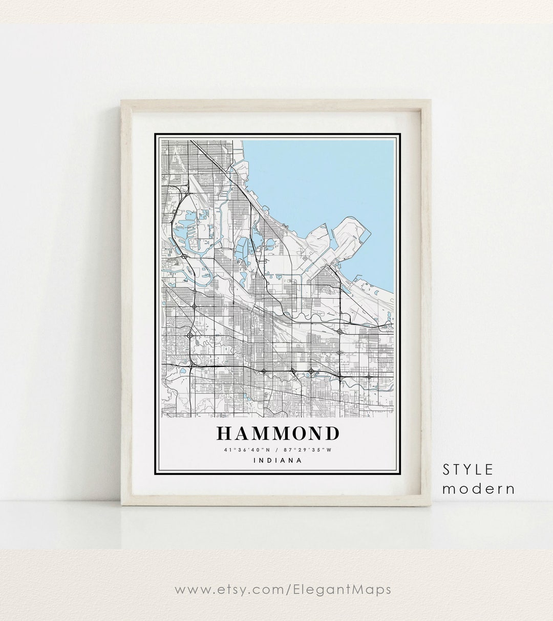 Hammond Indiana Map Hammond IN Map Hammond City Map Hammond - Etsy