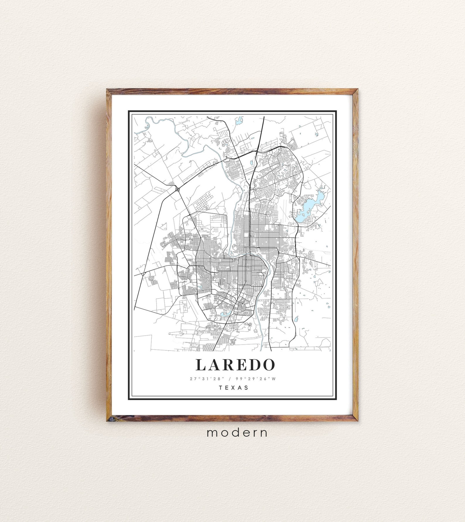 Laredo Texas map Laredo TX map Laredo city map Laredo | Etsy