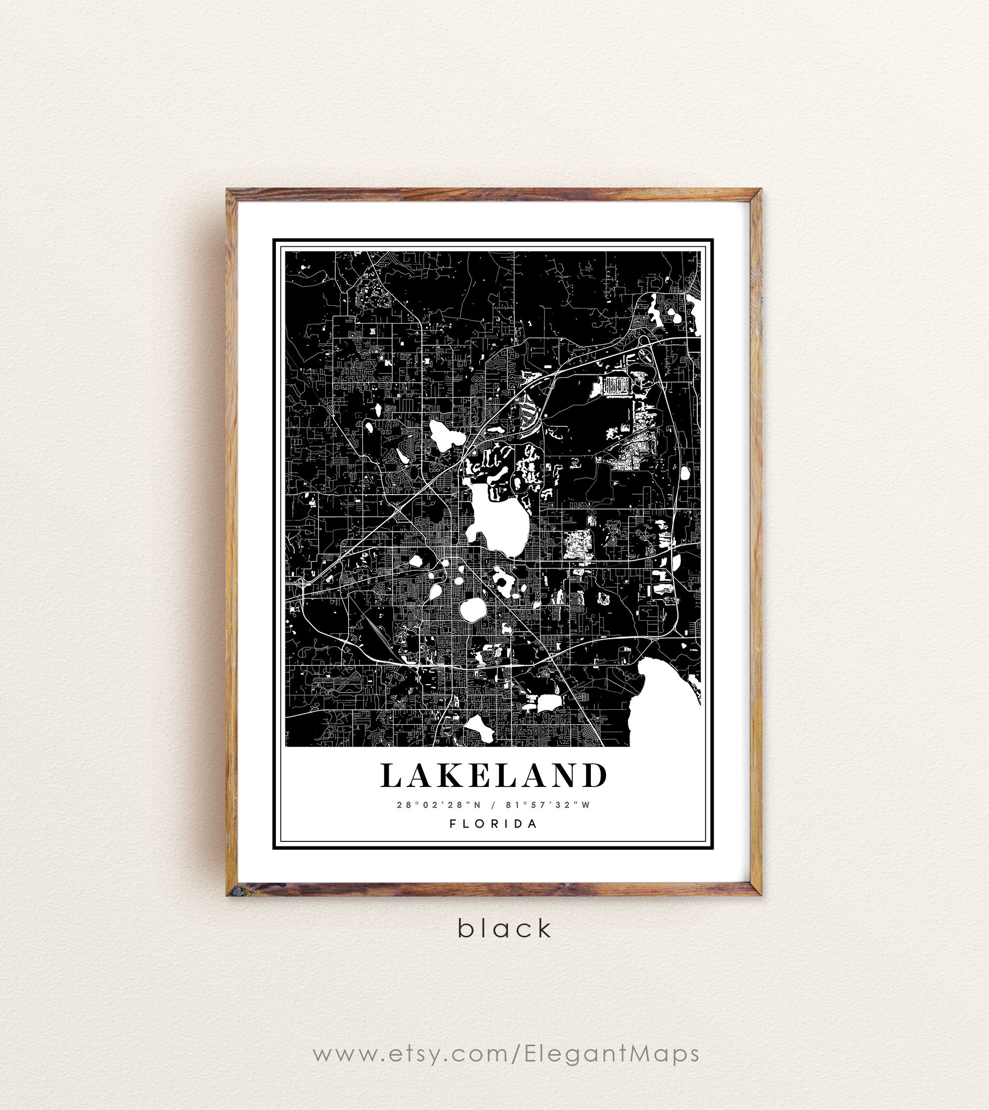 Lakeland Florida Map Lakeland FL Map Lakeland City Map | Etsy