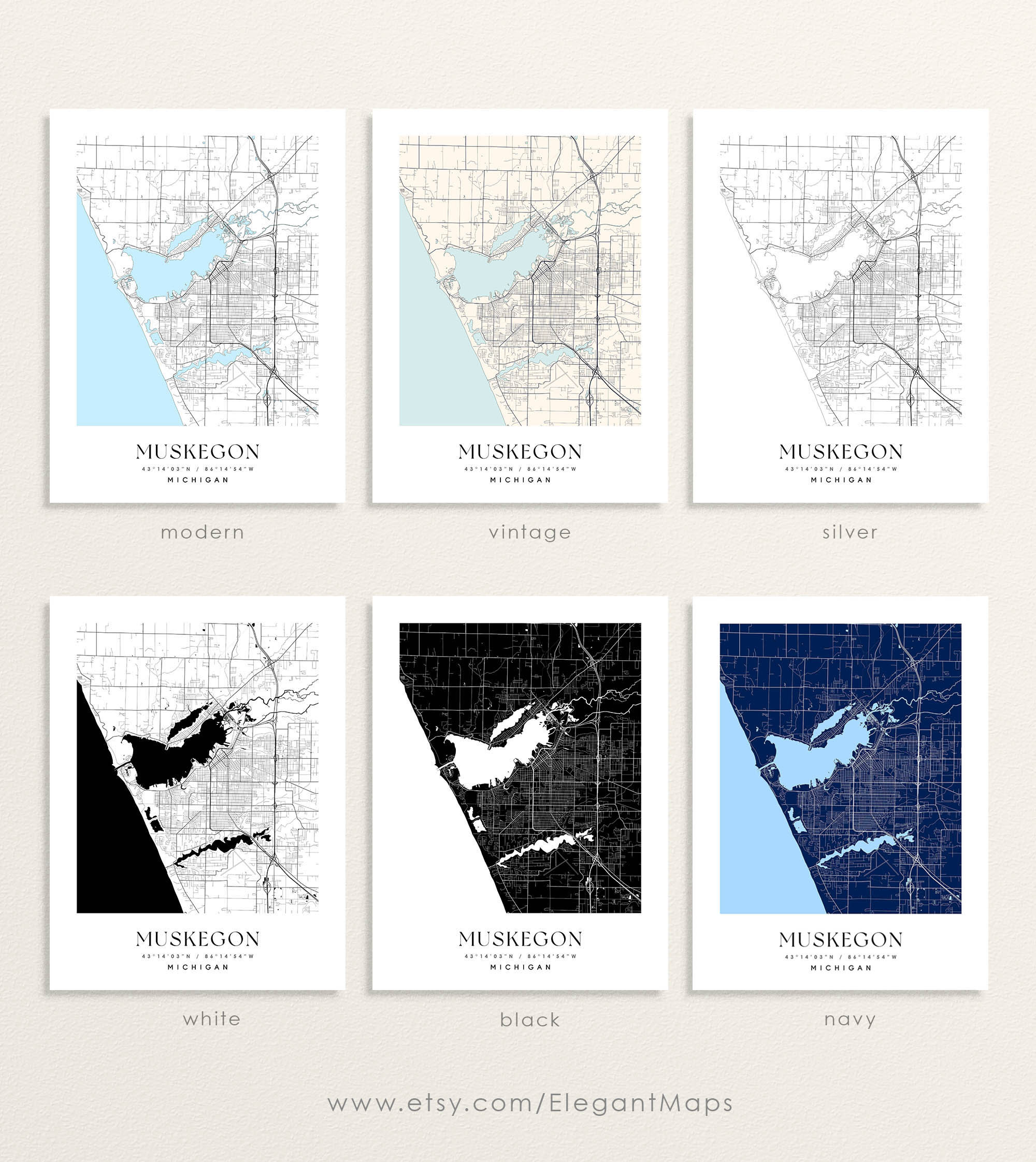 Muskegon Michigan Map Muskegon MI Map Muskegon City Print - Etsy