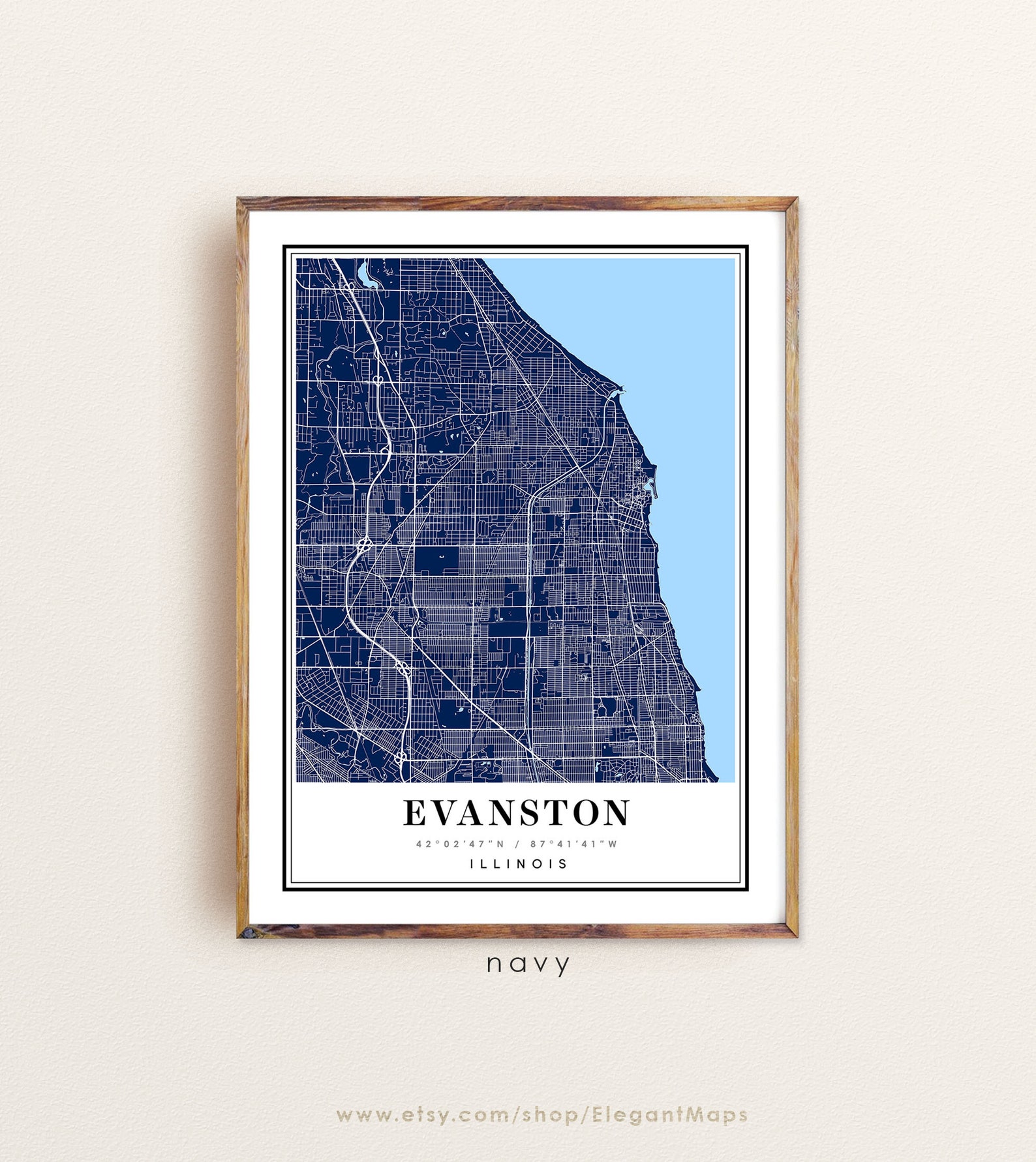 Evanston Illinois map Evanston IL map Evanston city map | Etsy