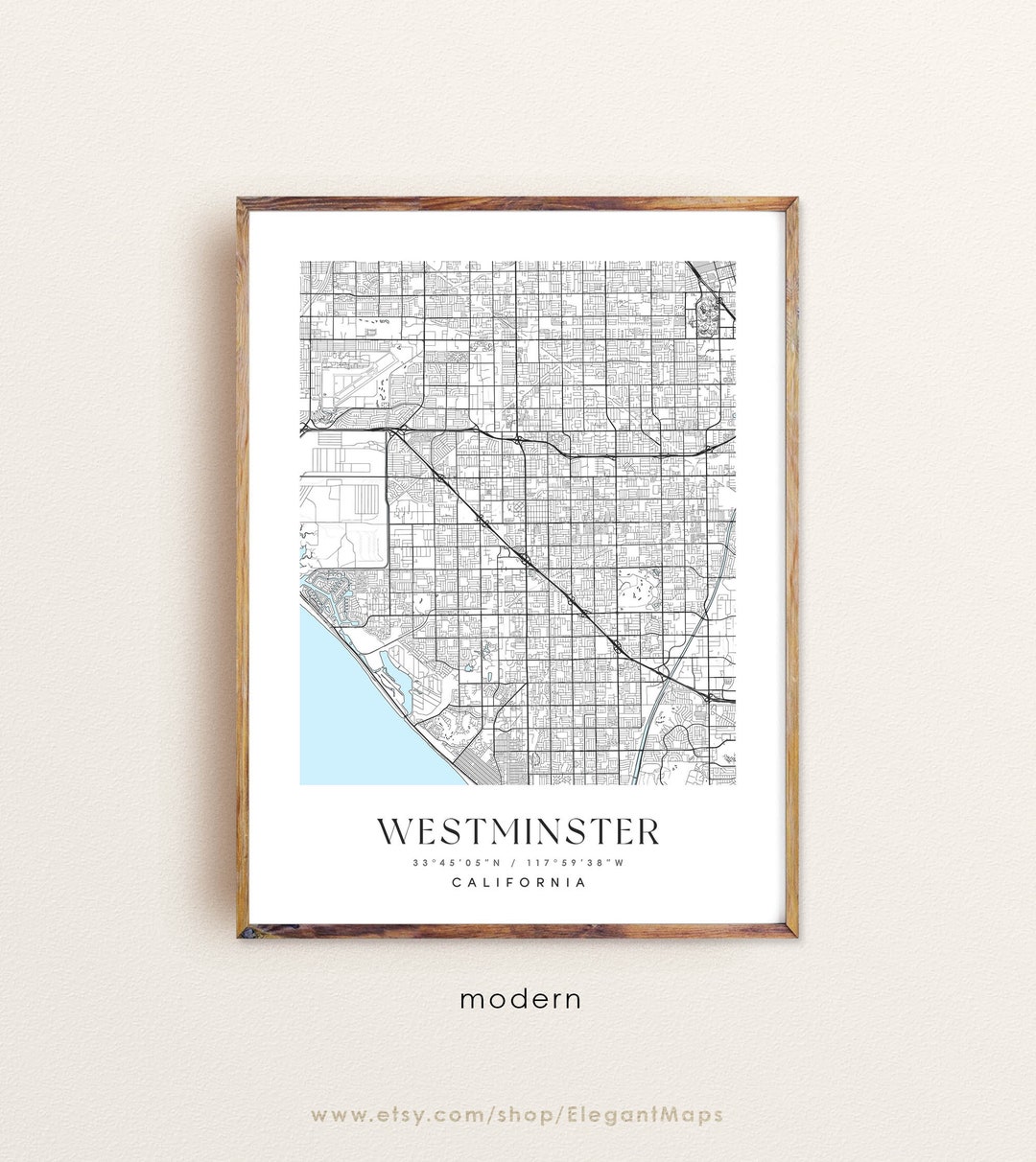 Westminster California Map, Westminster CA Map, Westminster City Print ...