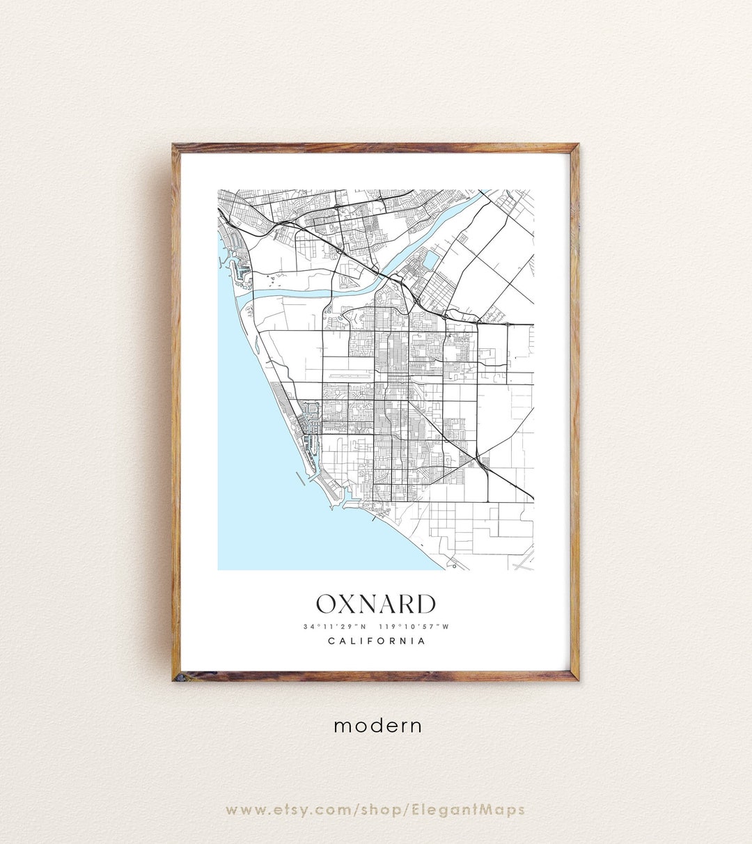 Oxnard California Map Oxnard CA Map Oxnard City Print - Etsy
