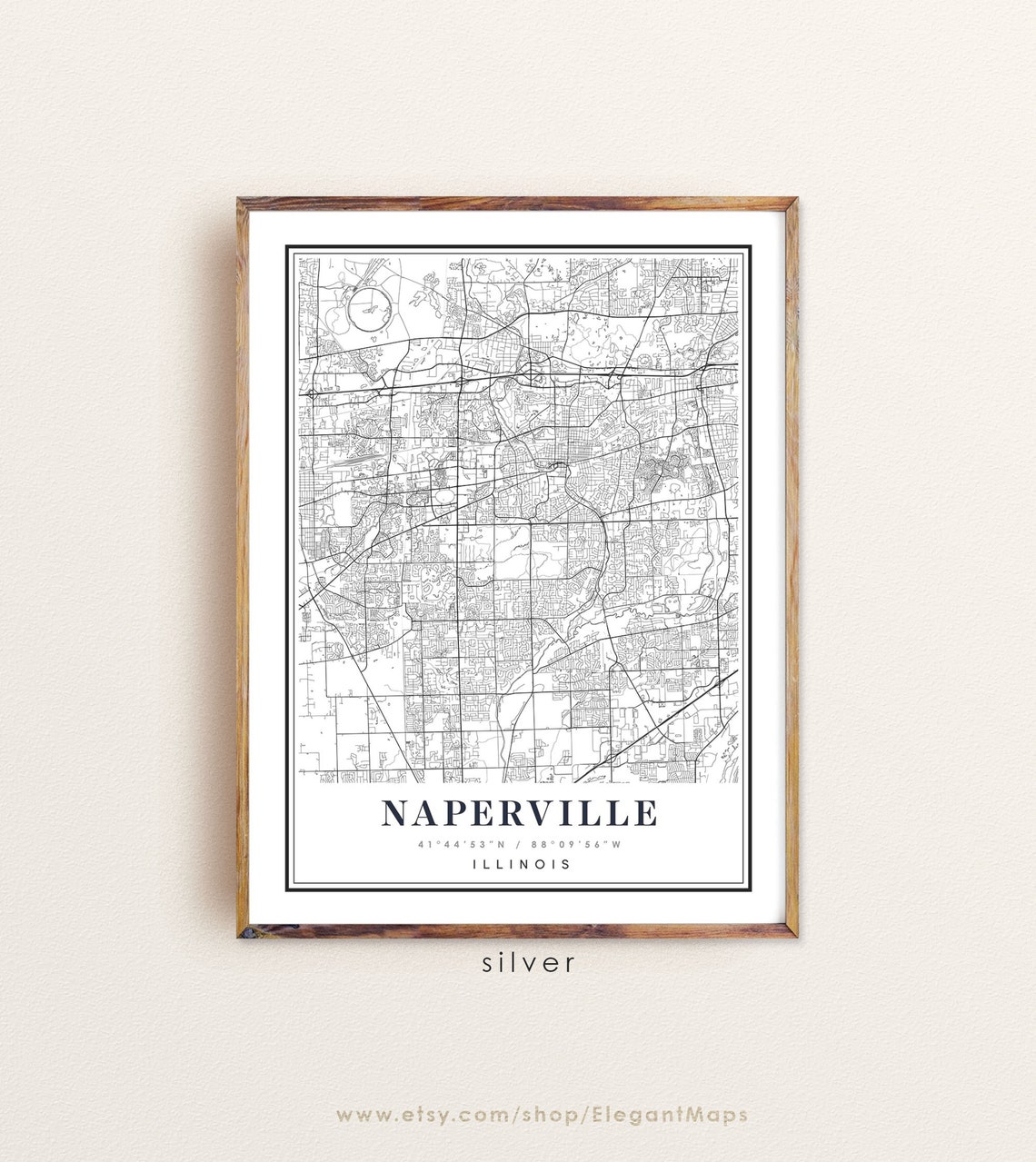 Naperville Illinois map Naperville IL map Naperville city | Etsy