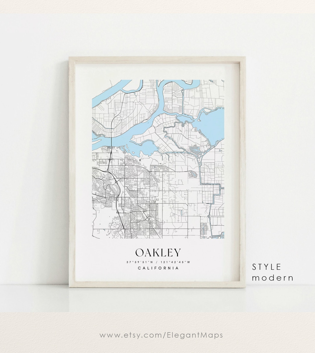 Oakley California Map, Oakley CA Map, Oakley City Print, Oakley Poster ...