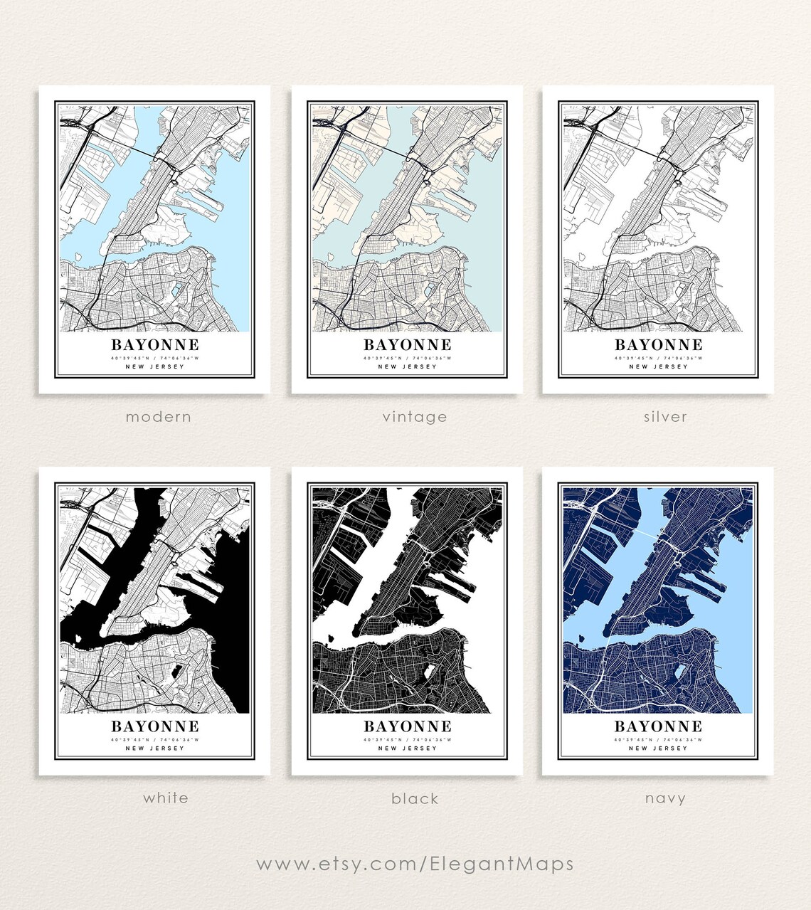 Bayonne New Jersey Map Bayonne NJ Map Bayonne City Map - Etsy