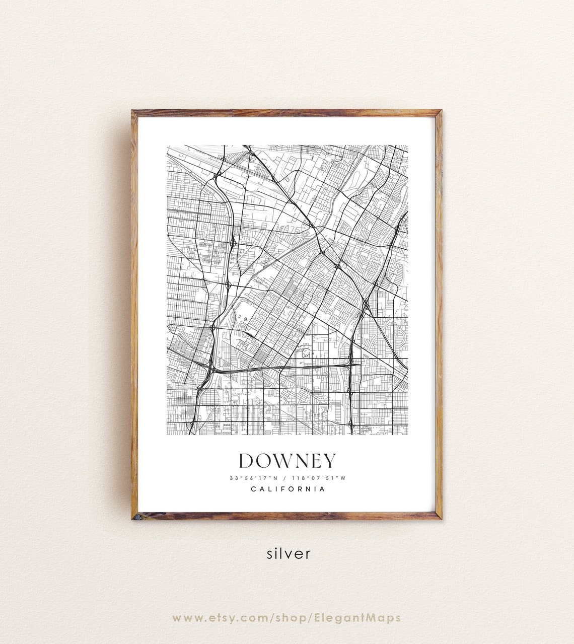 Downey California Map Downey CA Map Downey City Print - Etsy UK