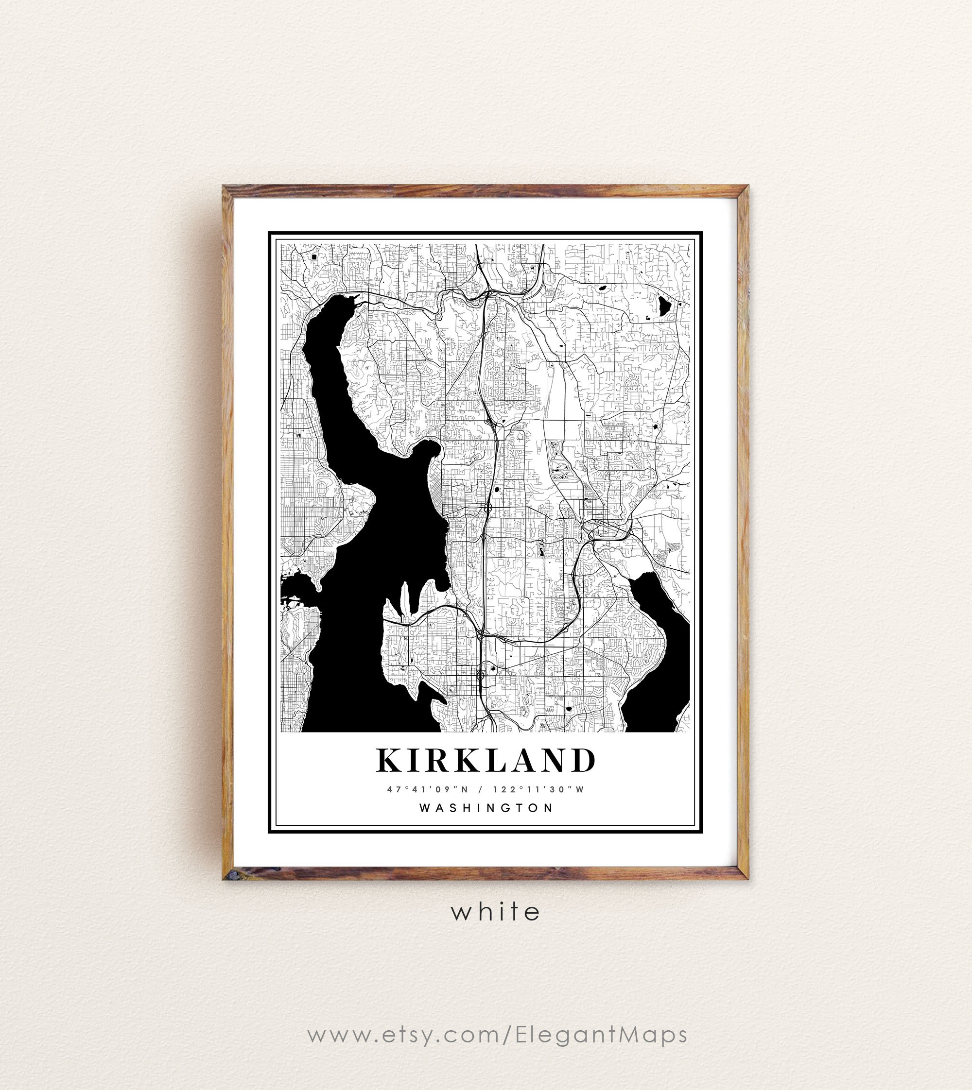 Kirkland Washington Map Kirkland WA Map Kirkland City Map | Etsy