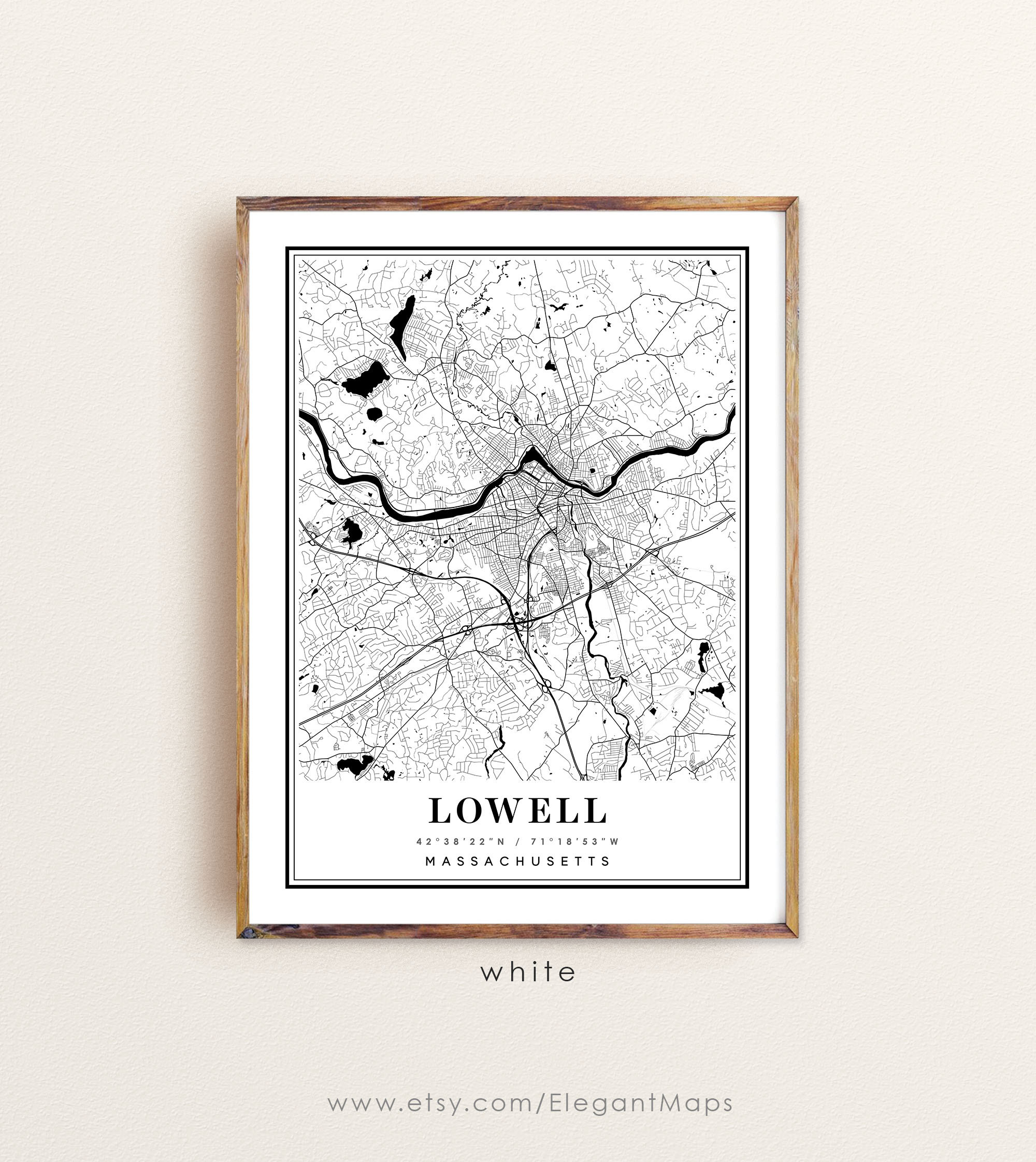 Lowell Massachusetts Map Lowell MA Map Lowell City Map | Etsy