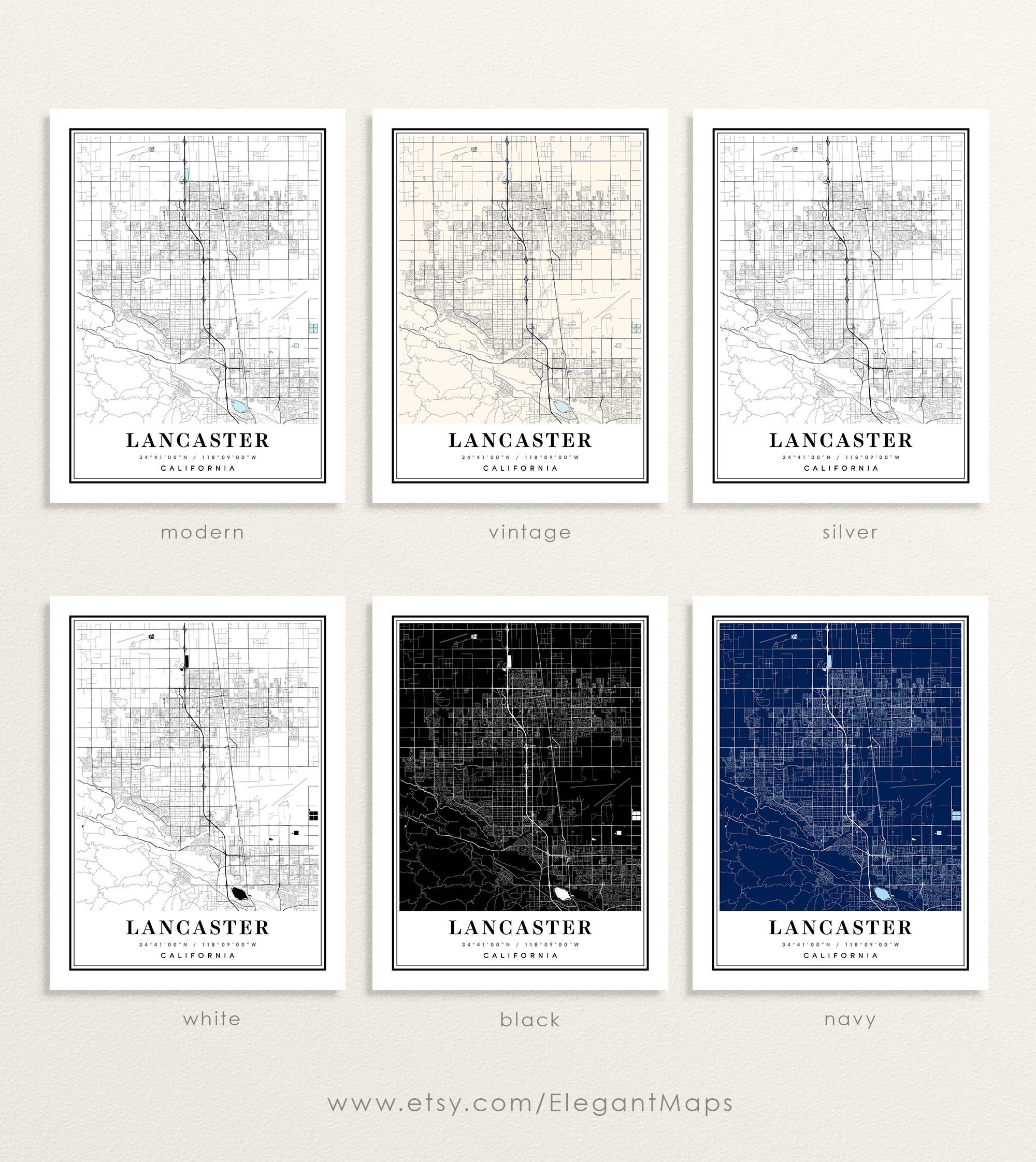 Mapa de Lancaster California mapa de Lancaster CA mapa de la - Etsy México