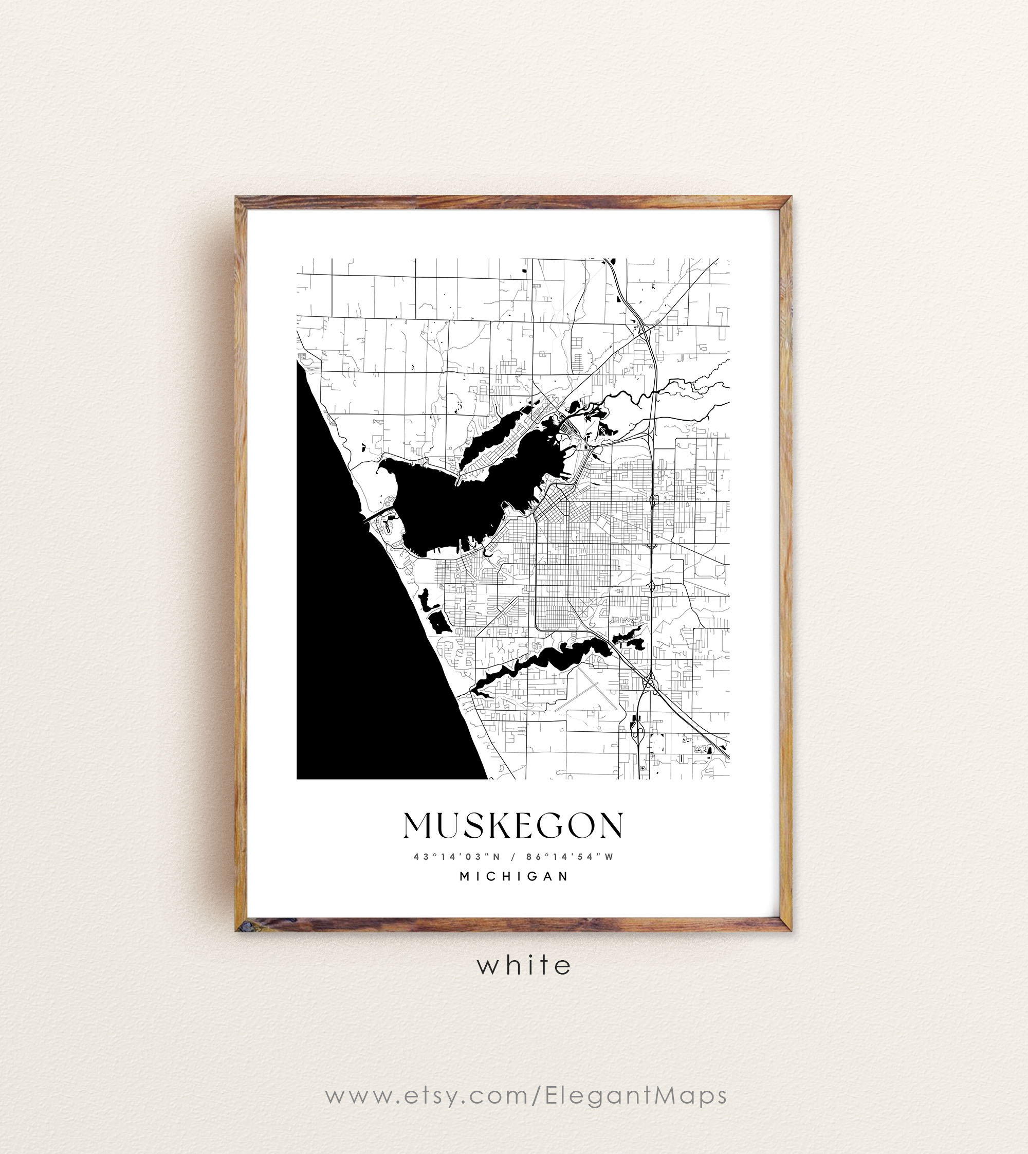 Muskegon Michigan Map Muskegon MI Map Muskegon City Print - Etsy