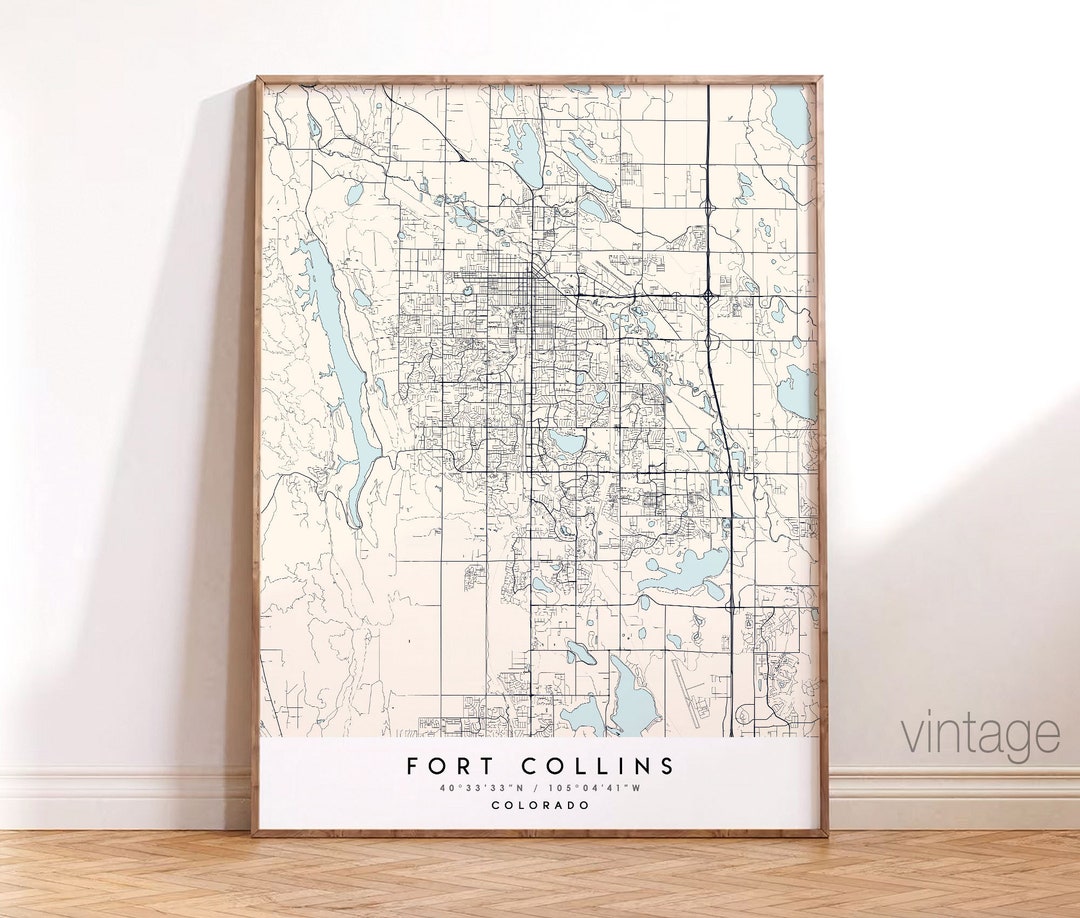 FORT COLLINS CO City Map Poster, Fort Collins Colorado Print Art ...