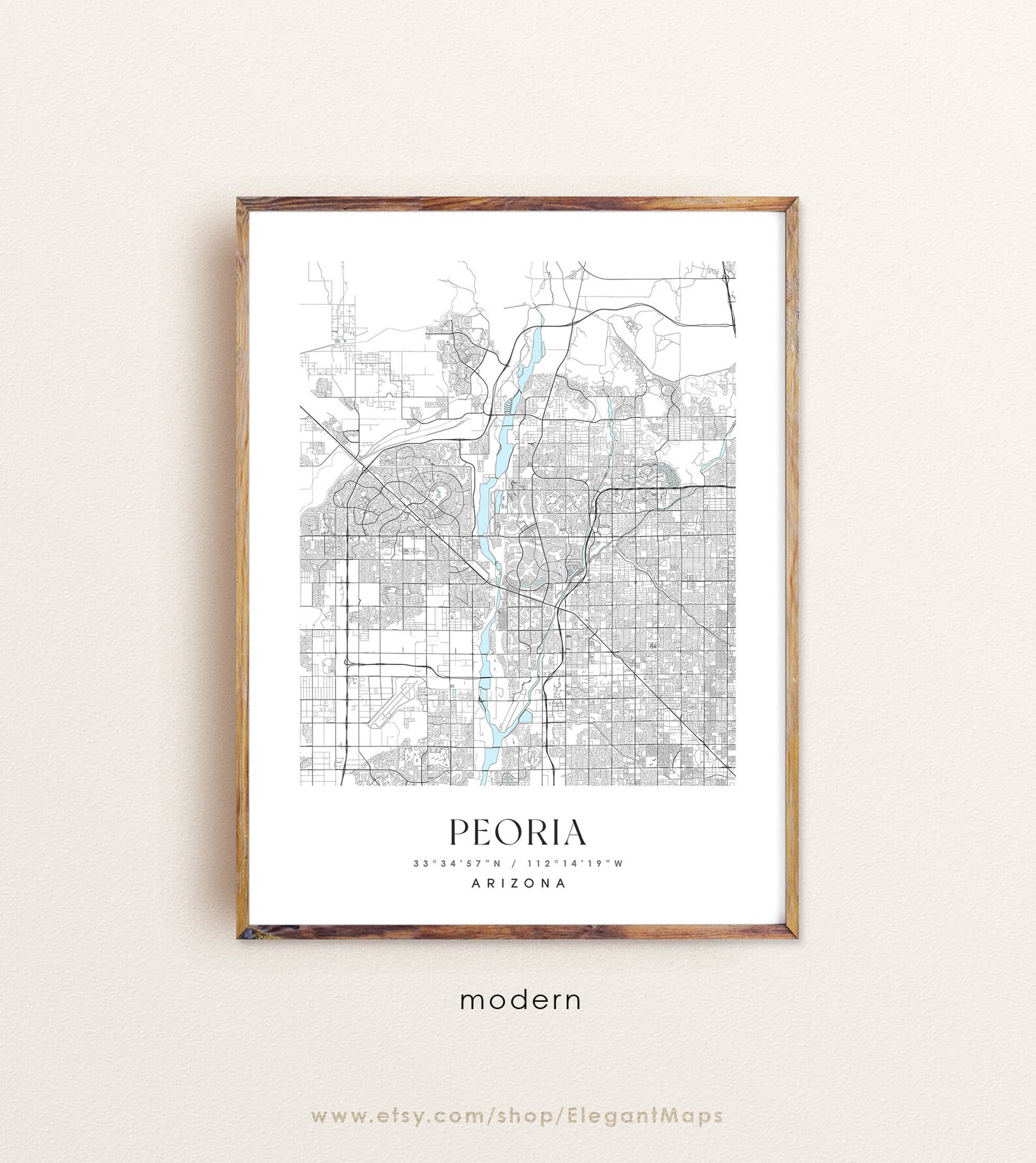 Peoria Arizona map Peoria AZ map Peoria city print Peoria | Etsy