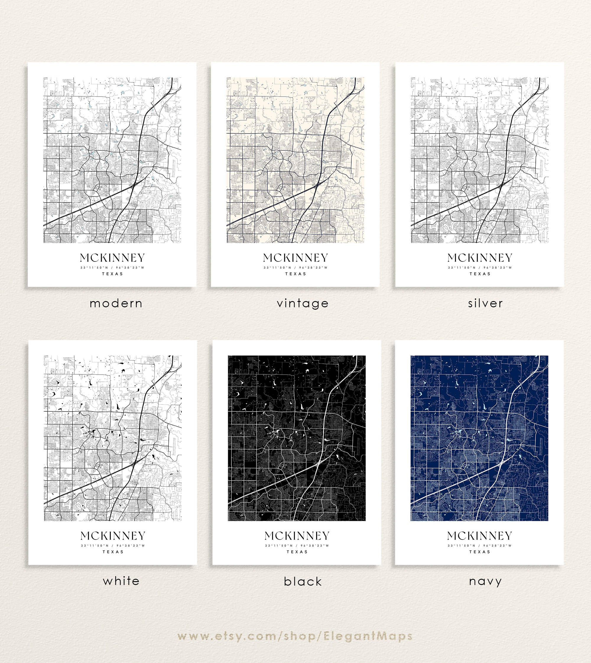 Mckinney Texas Map Mckinney TX Map Mckinney City Print - Etsy