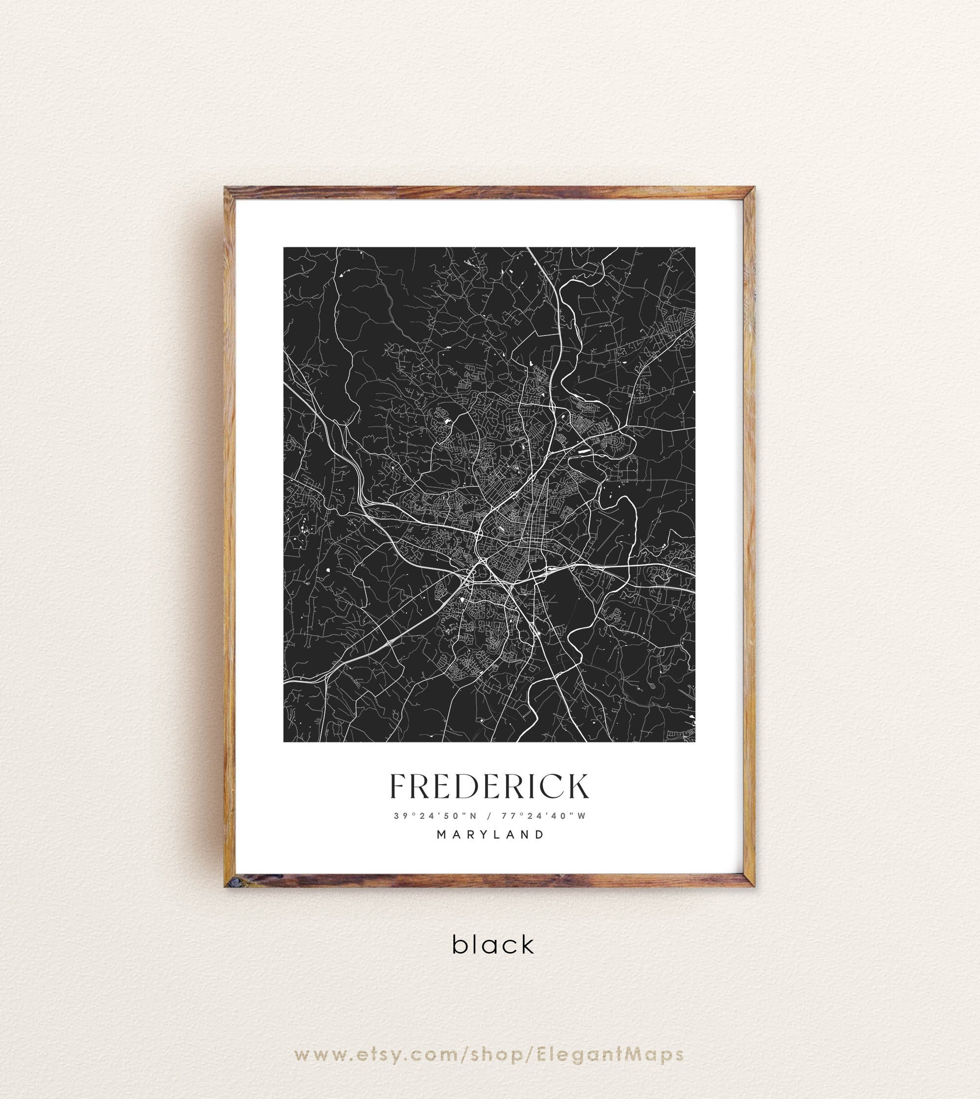 Frederick Maryland Map Frederick MD Map Frederick City | Etsy