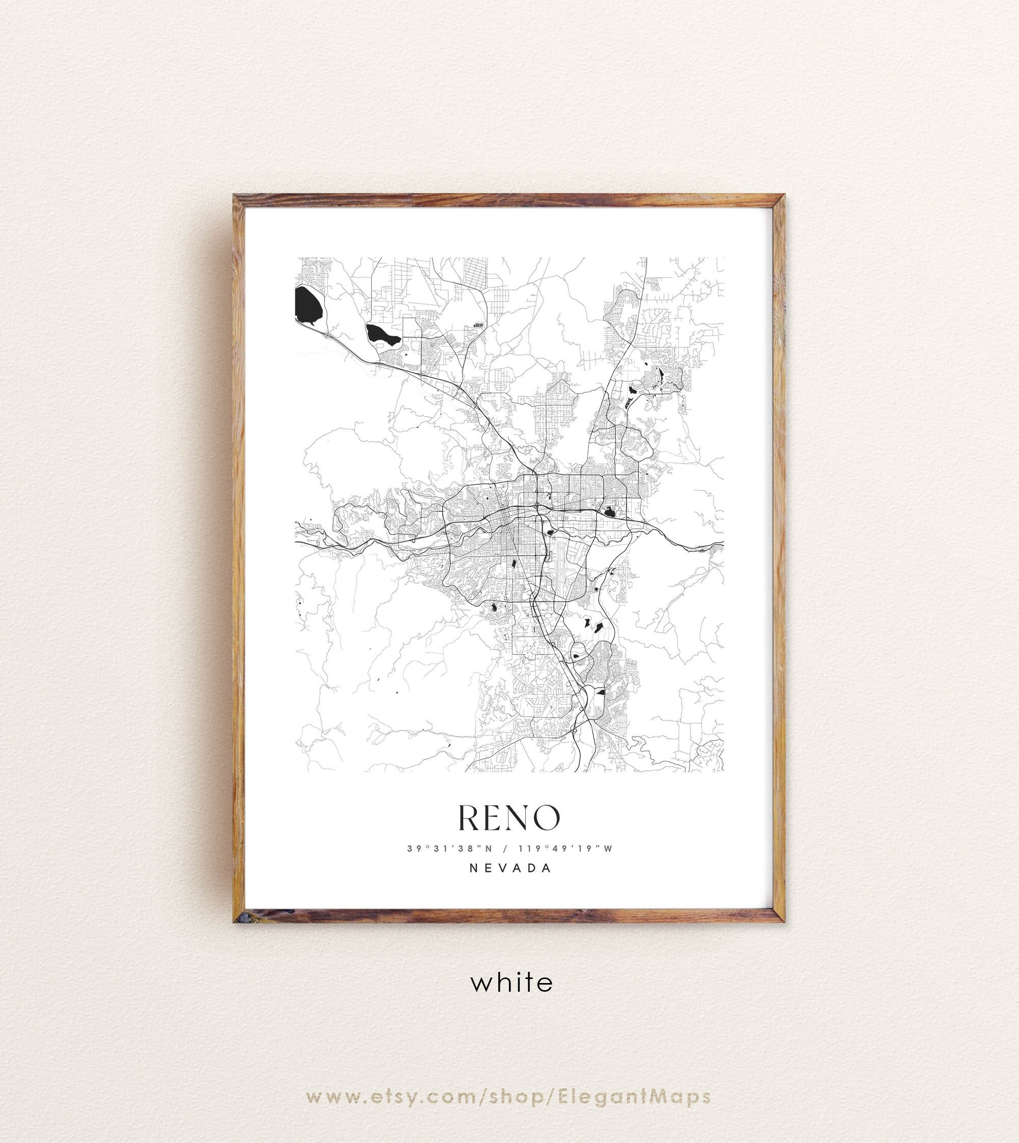 Reno Nevada Map Reno NV Map Reno City Print Reno Poster - Etsy