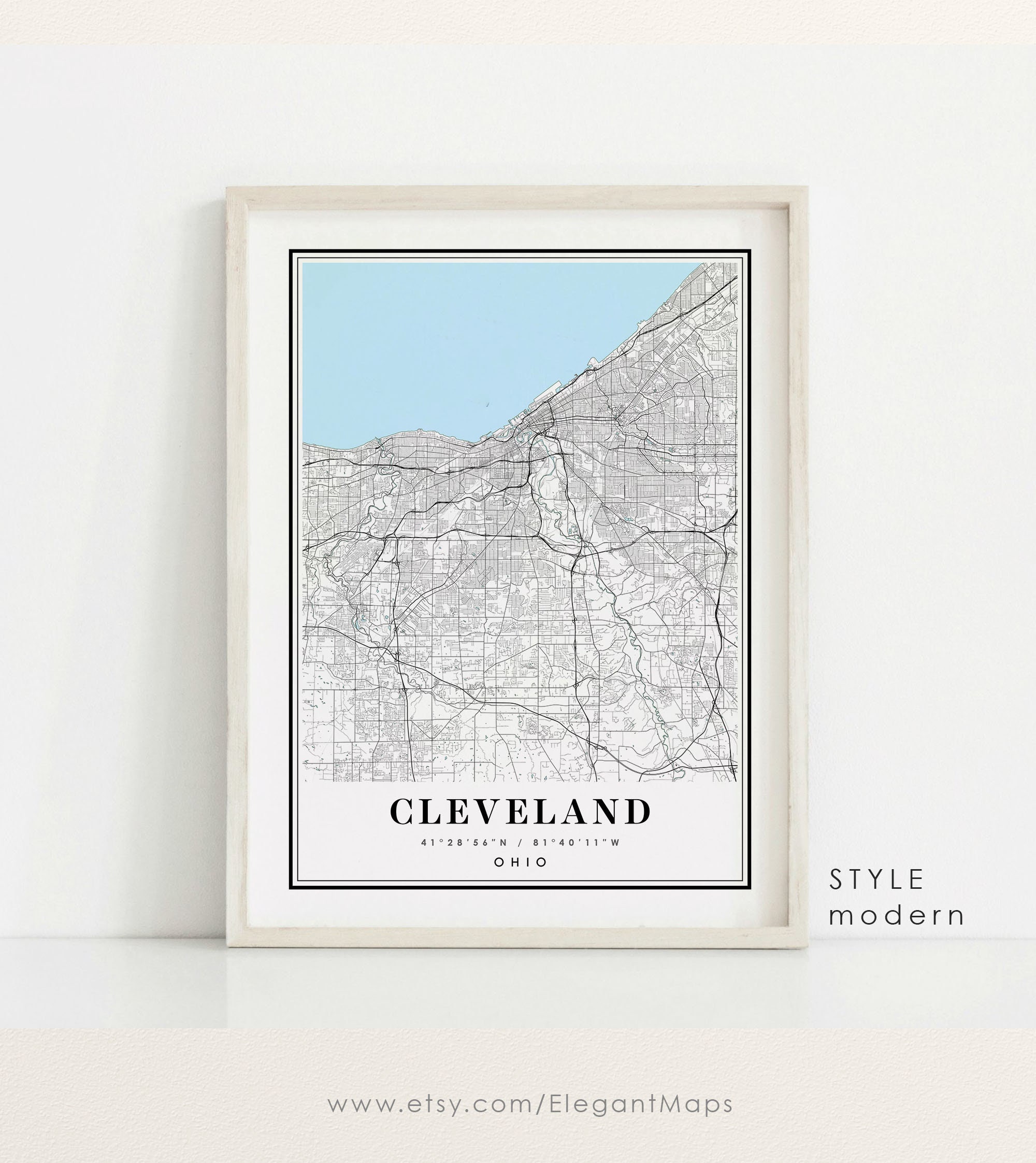 Cleveland Ohio Map Cleveland OH Map Cleveland City Map - Etsy
