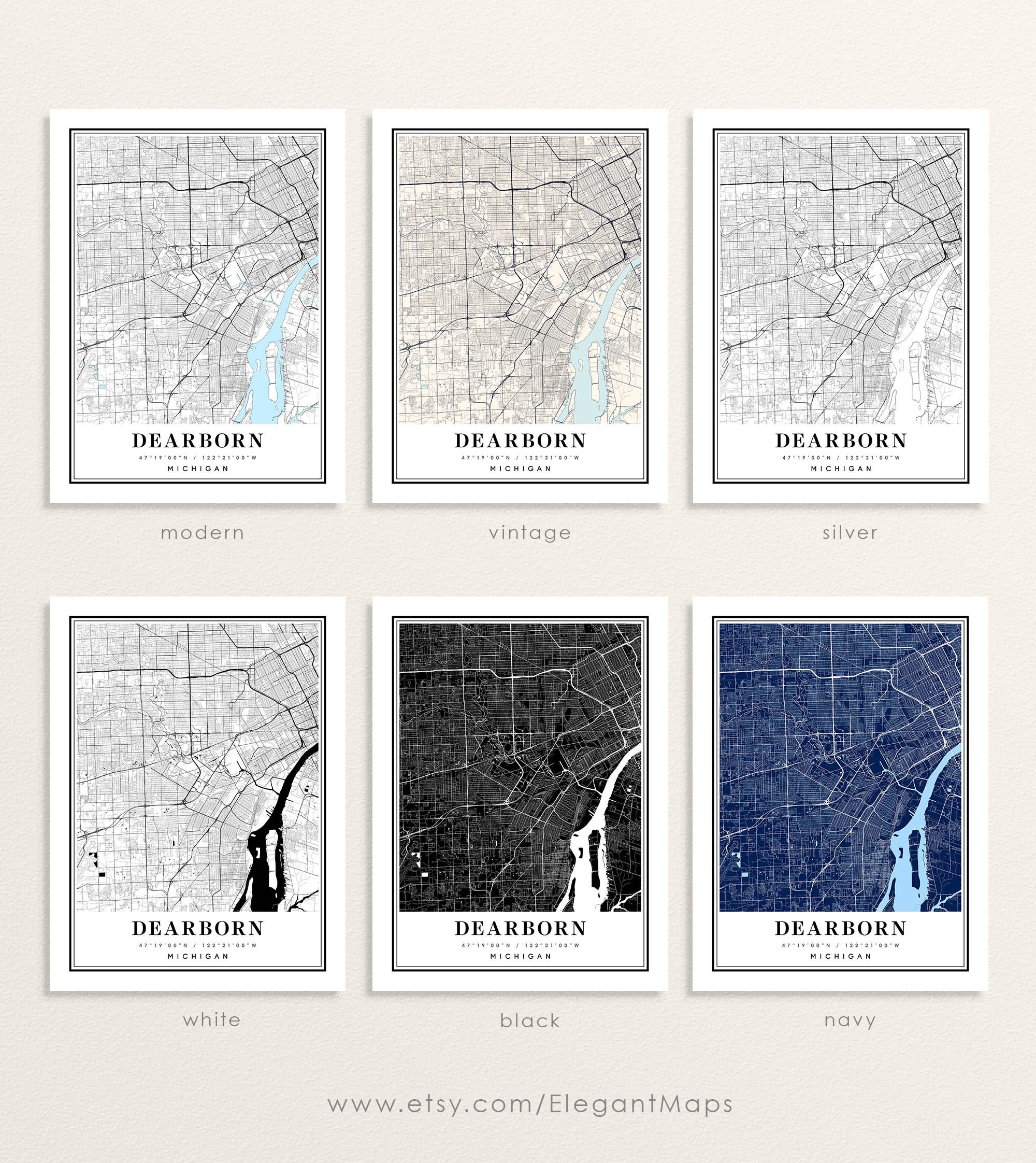 Dearborn Michigan Map Dearborn MI Map Dearborn City Map | Etsy