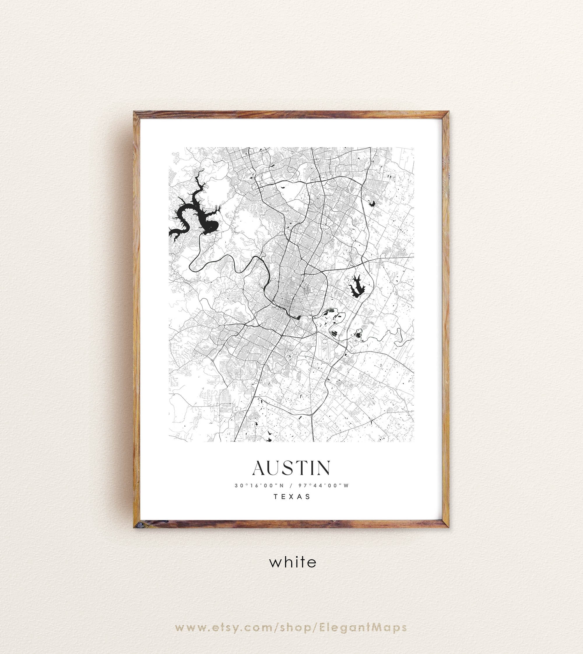 Mapa de Austin Texas mapa de Austin TX impresión de la | Etsy