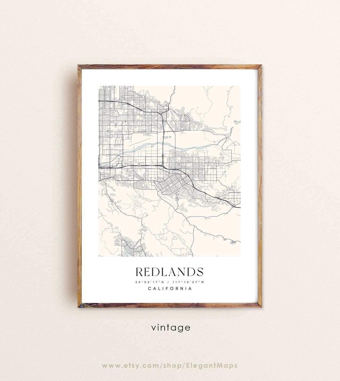 Redlands California map Redlands CA map Redlands city print | Etsy