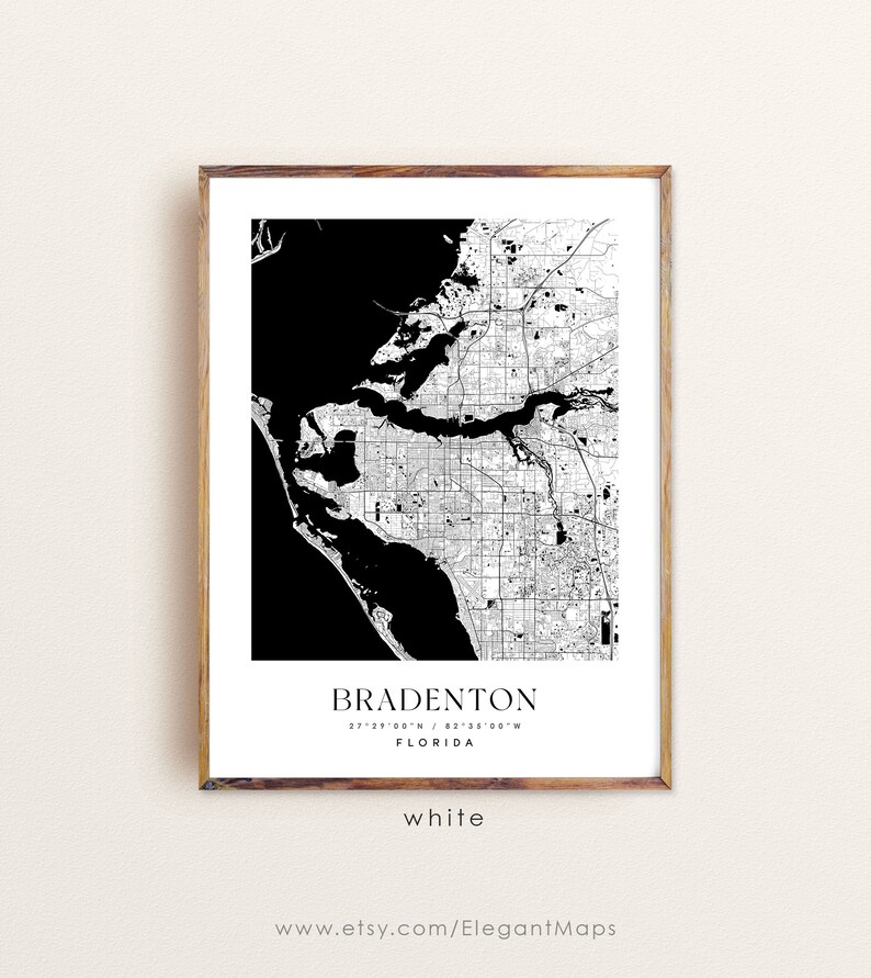 Bradenton Florida Map Bradenton FL Map Bradenton City Print - Etsy