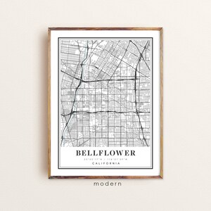 Bellflower California map Bellflower CA map Bellflower city | Etsy