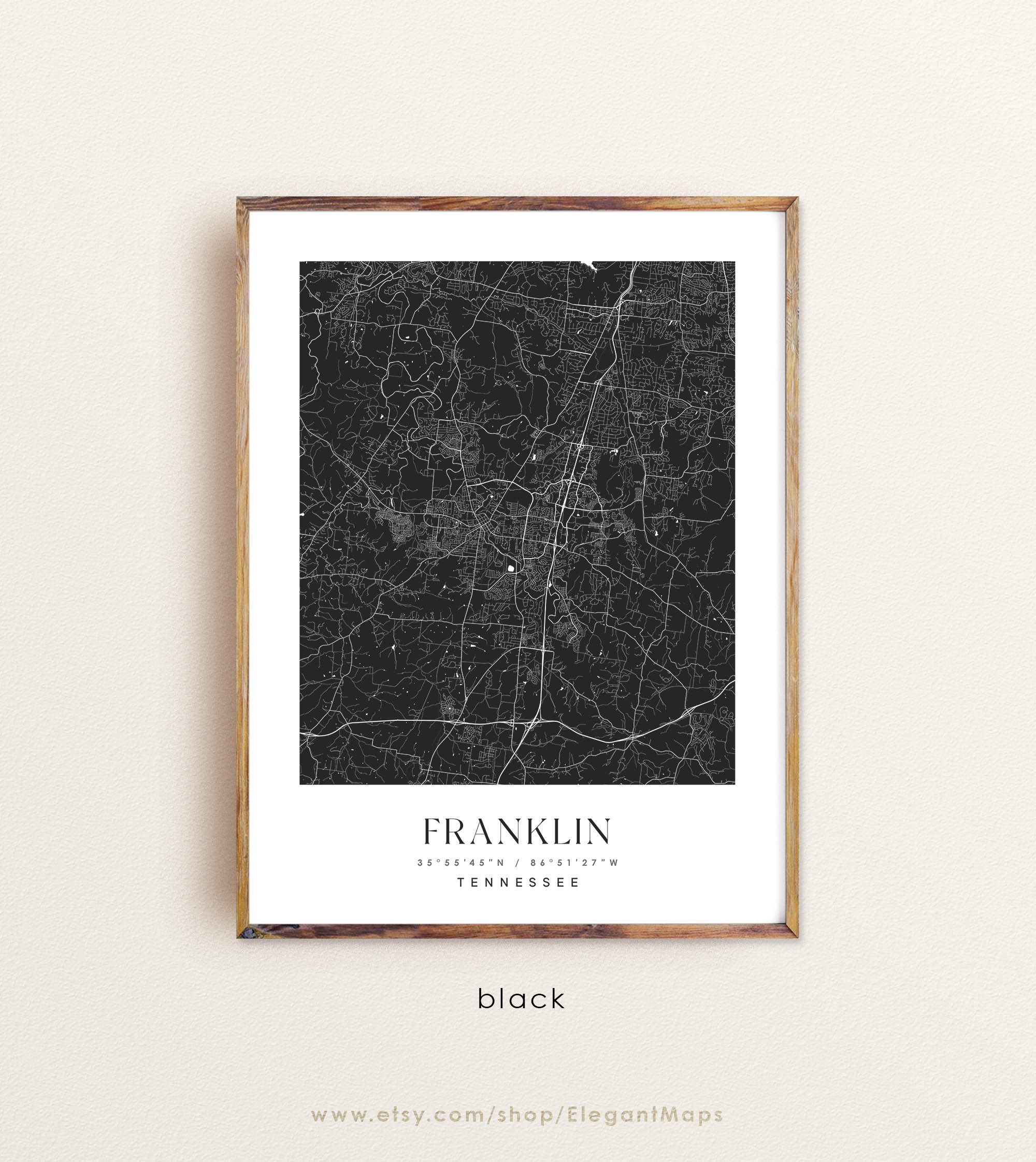 Franklin Tennessee Map Franklin TN Map Franklin City Print - Etsy