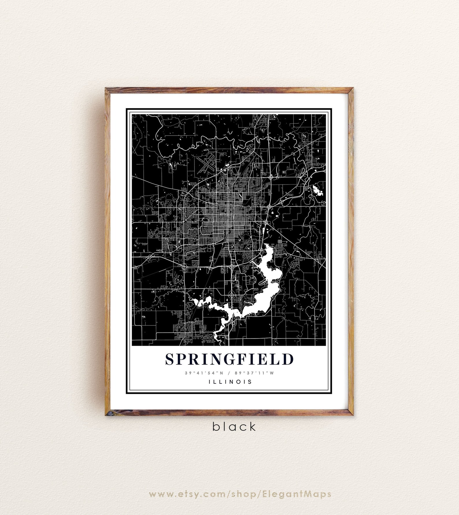 Springfield Illinois Map Springfield IL Map Springfield City | Etsy