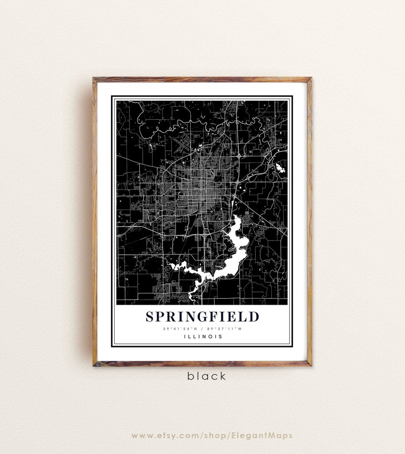 Springfield Illinois Map Springfield IL Map Springfield City | Etsy