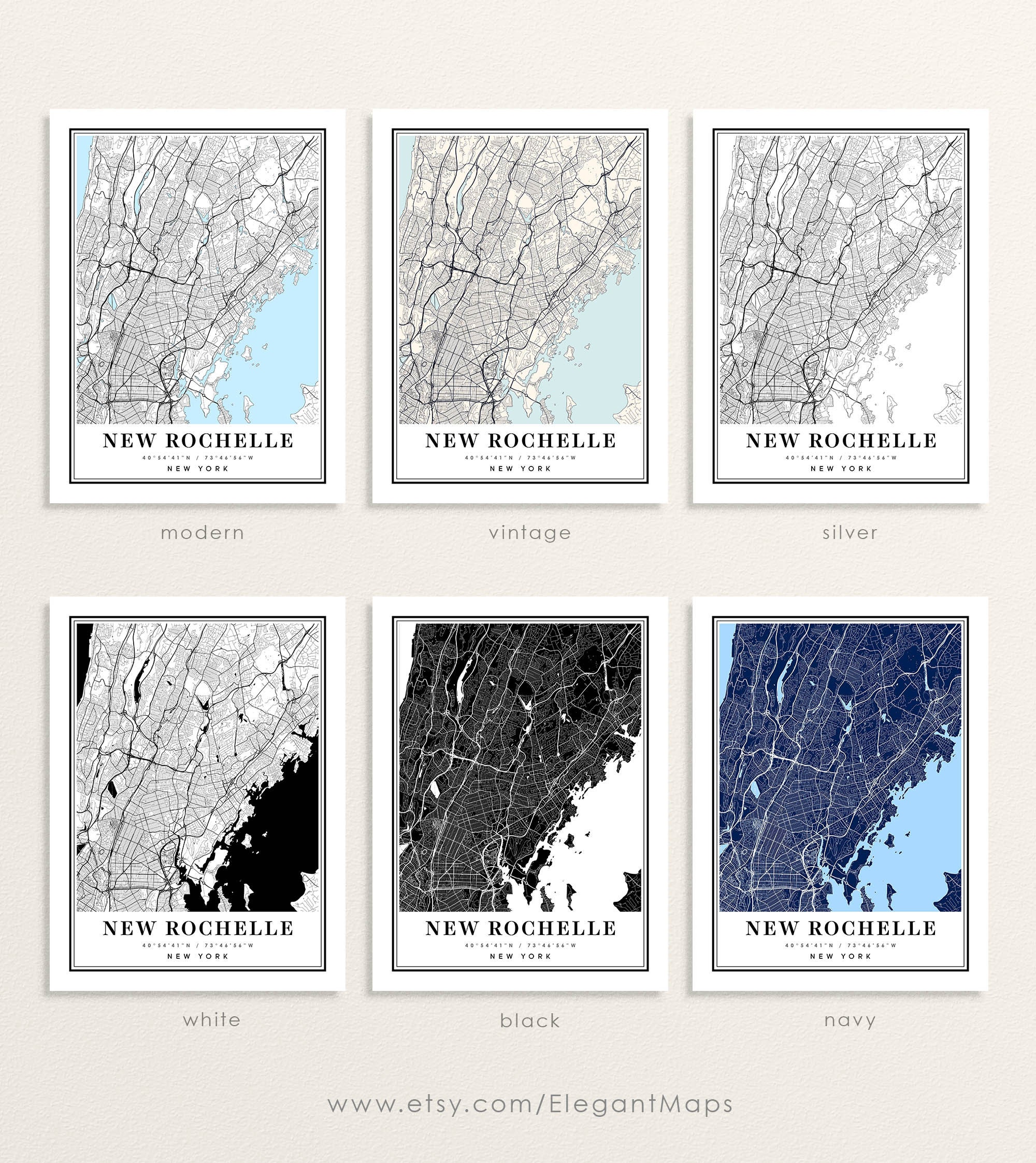 New Rochelle New York Map New Rochelle NY Map New Rochelle - Etsy